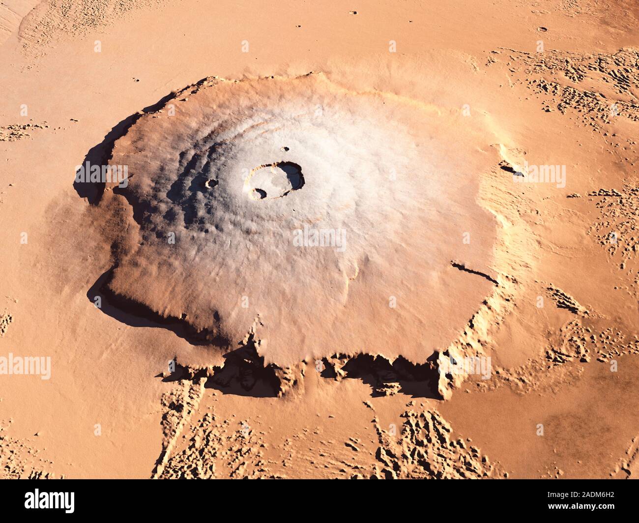 Olympus Mons. Computer artwork looking down on the Olympus Mons shield ...