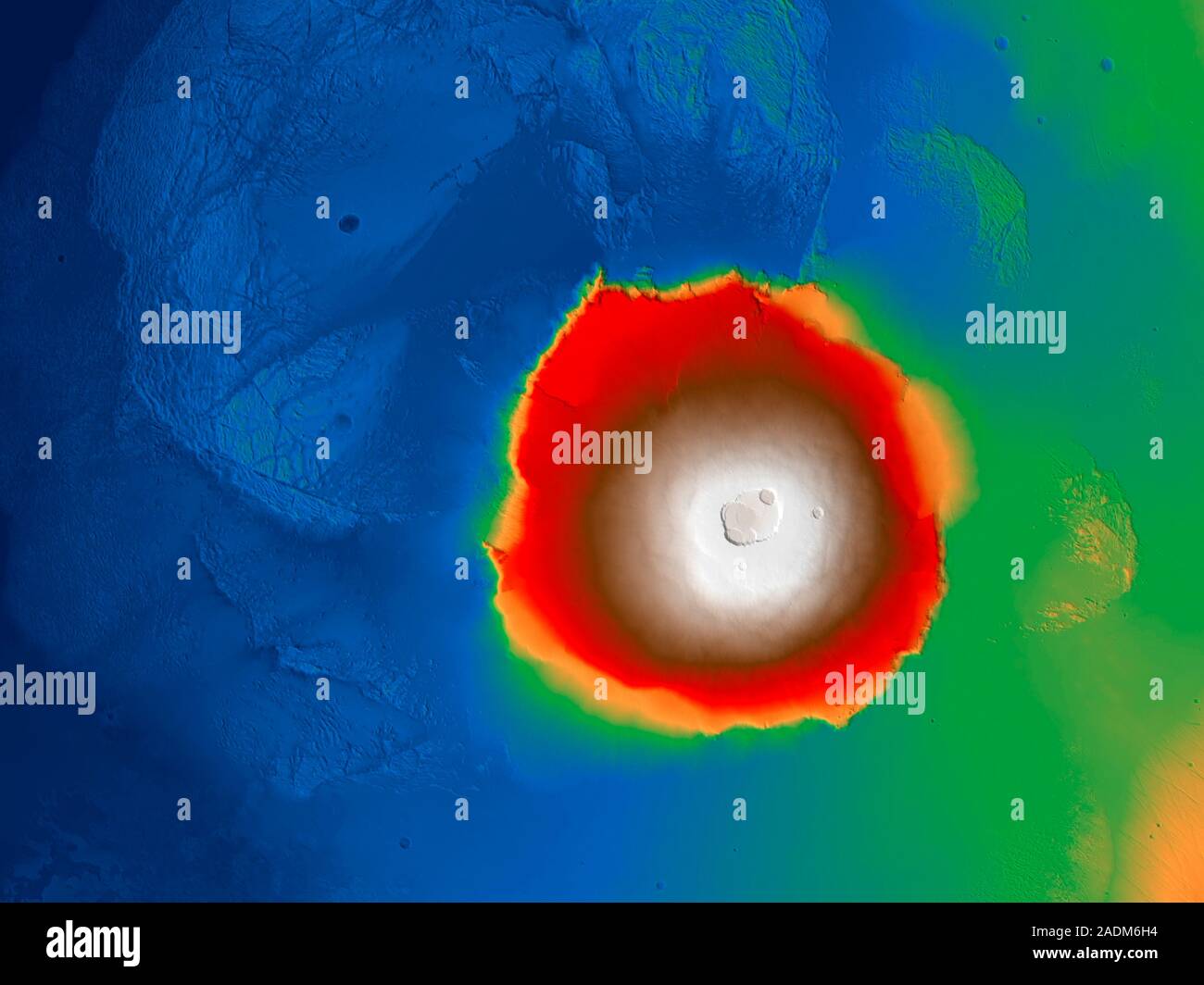 Olympus Mons. Computer model looking down on the Olympus Mons shield ...