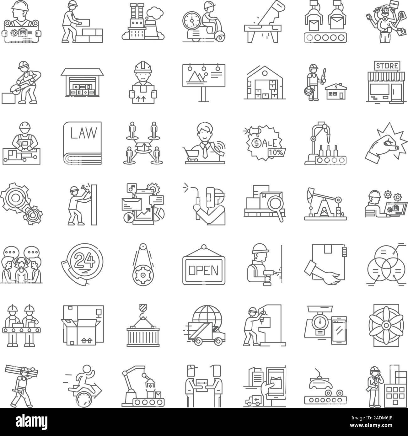 Business proccess linear icons, signs, symbols vector line illustration ...