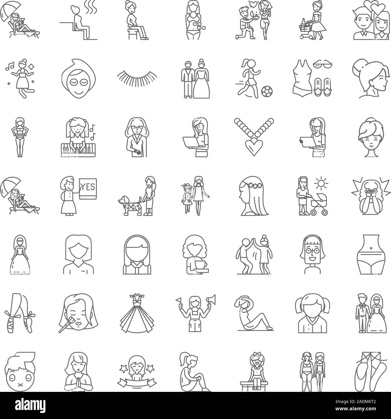 Women linear icons, signs, symbols vector line illustration set Stock ...