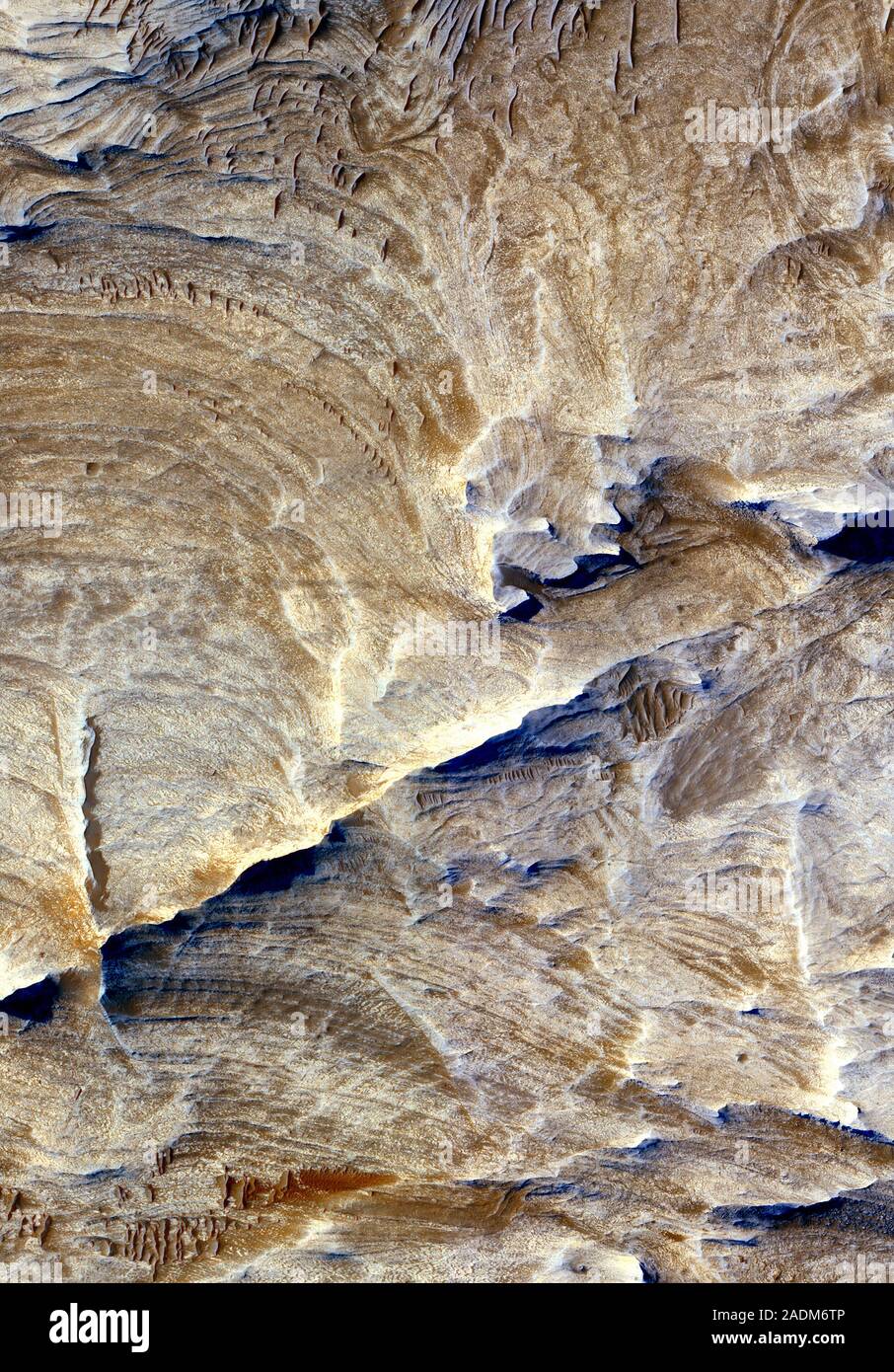 Fluvial erosion on Mars. Satellite image of the Candor Chasma region of ...