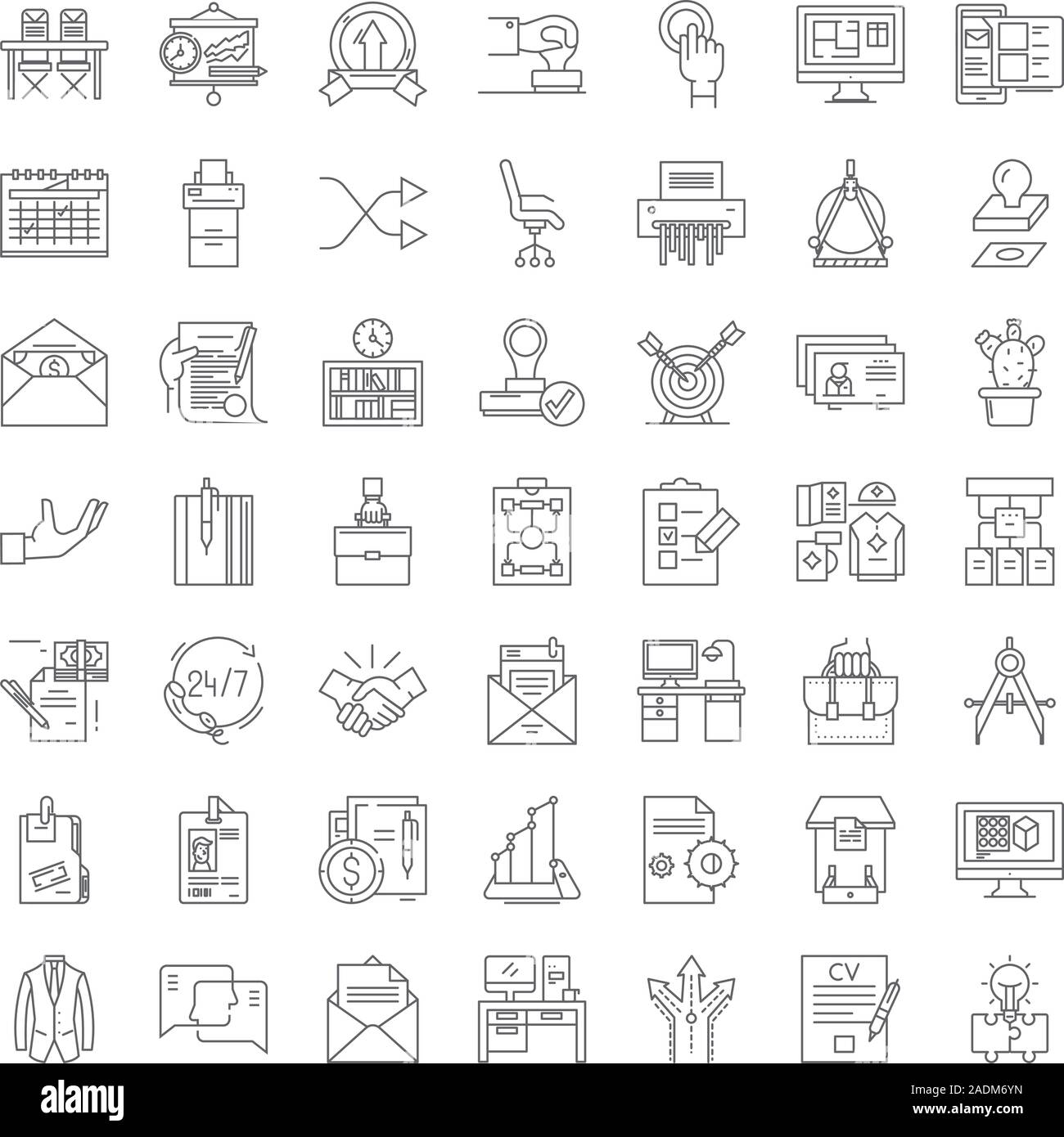 Workplace linear icons, signs, symbols vector line illustration set ...