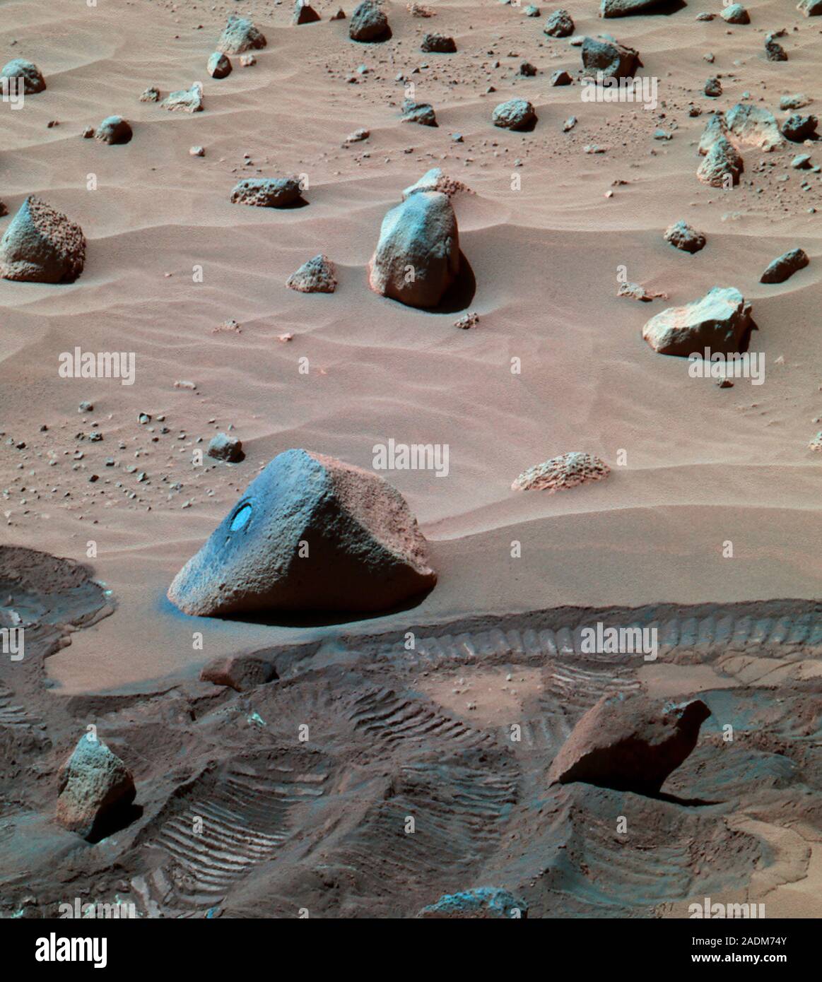 Wishstone rock, Mars, false colour image. Found in the Gusev crater by ...