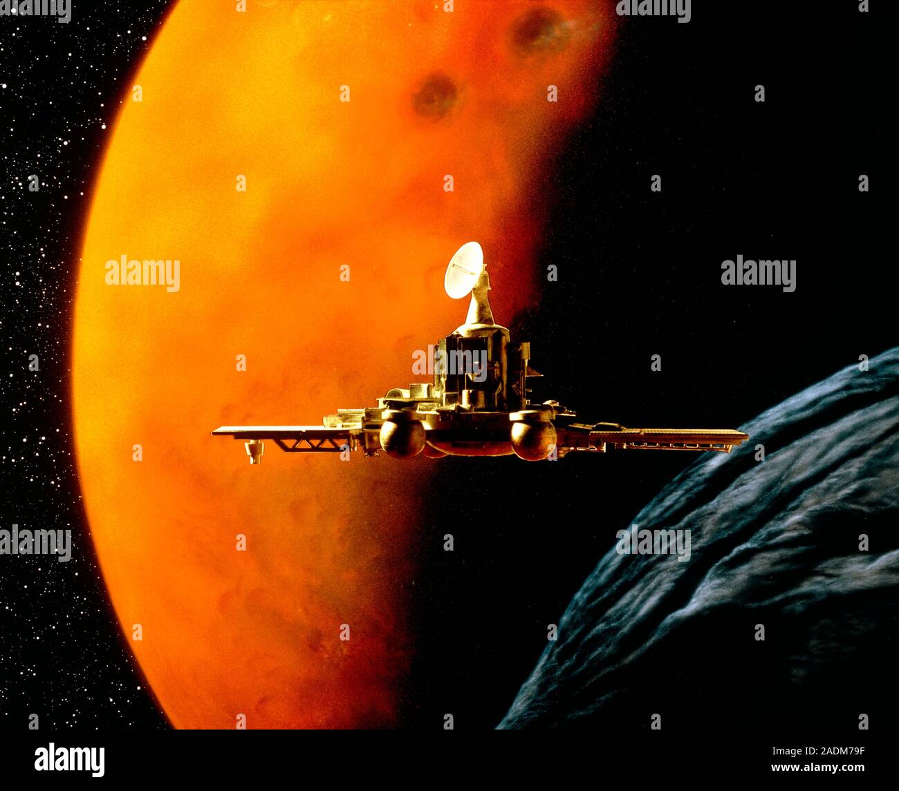 Artist's impression of the Soviet Phobos spacecraft making its final ...