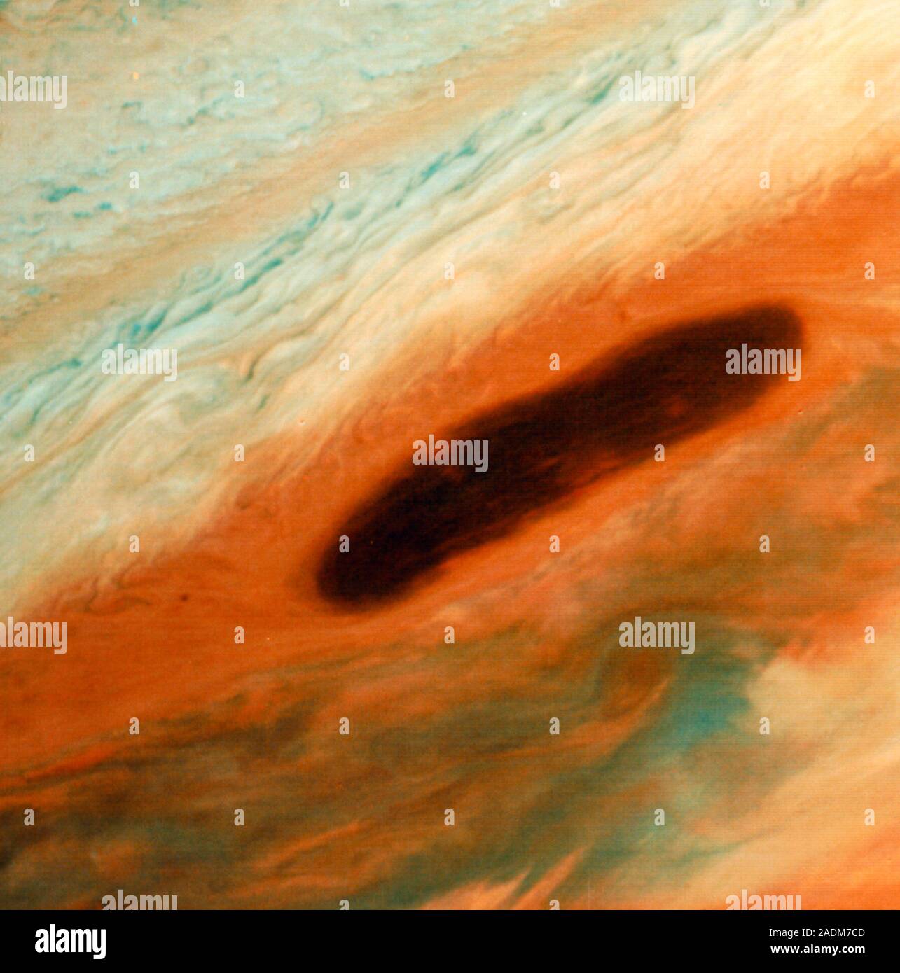 A large brown oval in the atmosphere of Jupiter, photographed by the ...