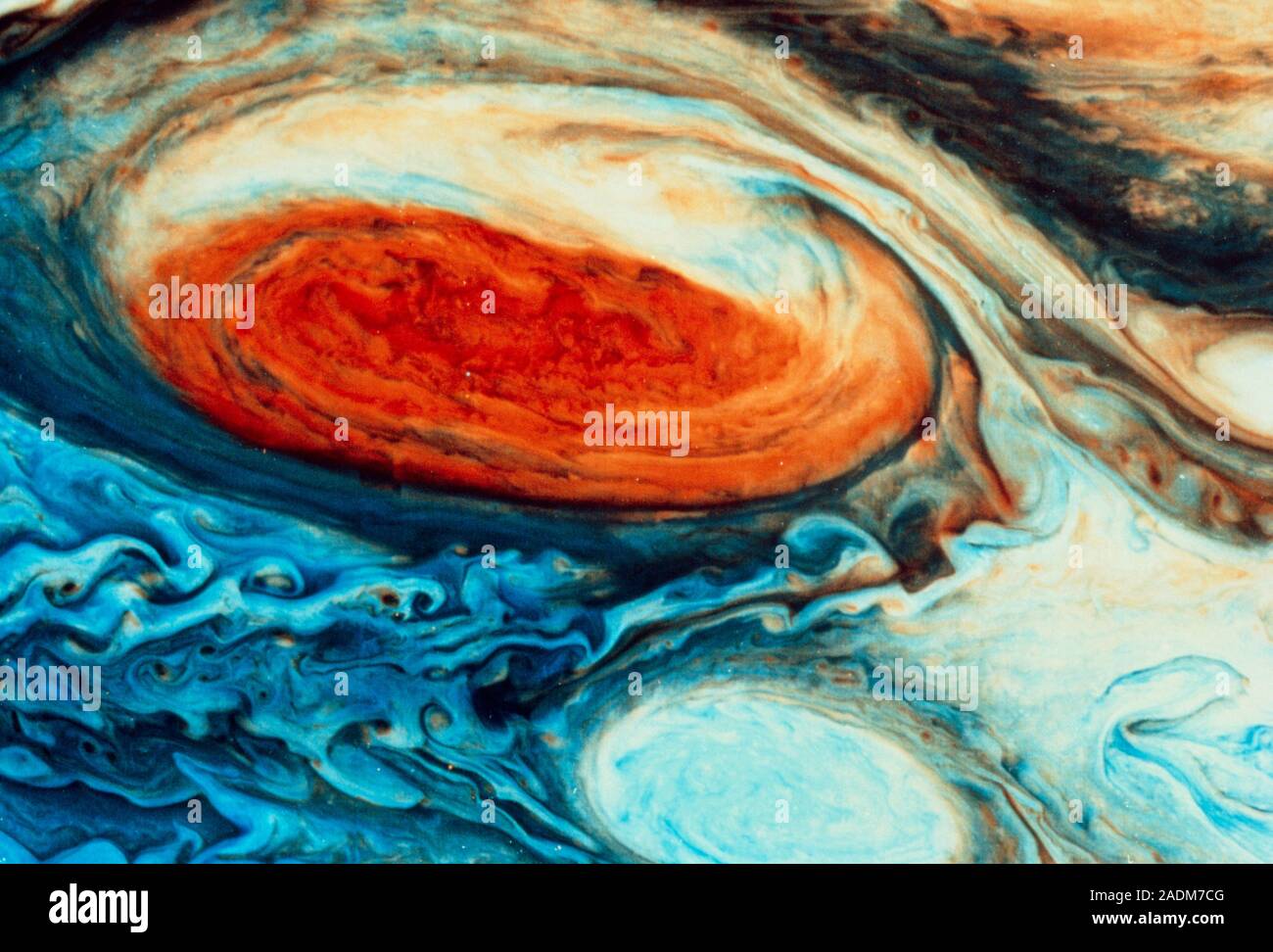 False-colour computer enhancement of Jupiter's Great Red Spot & the ...