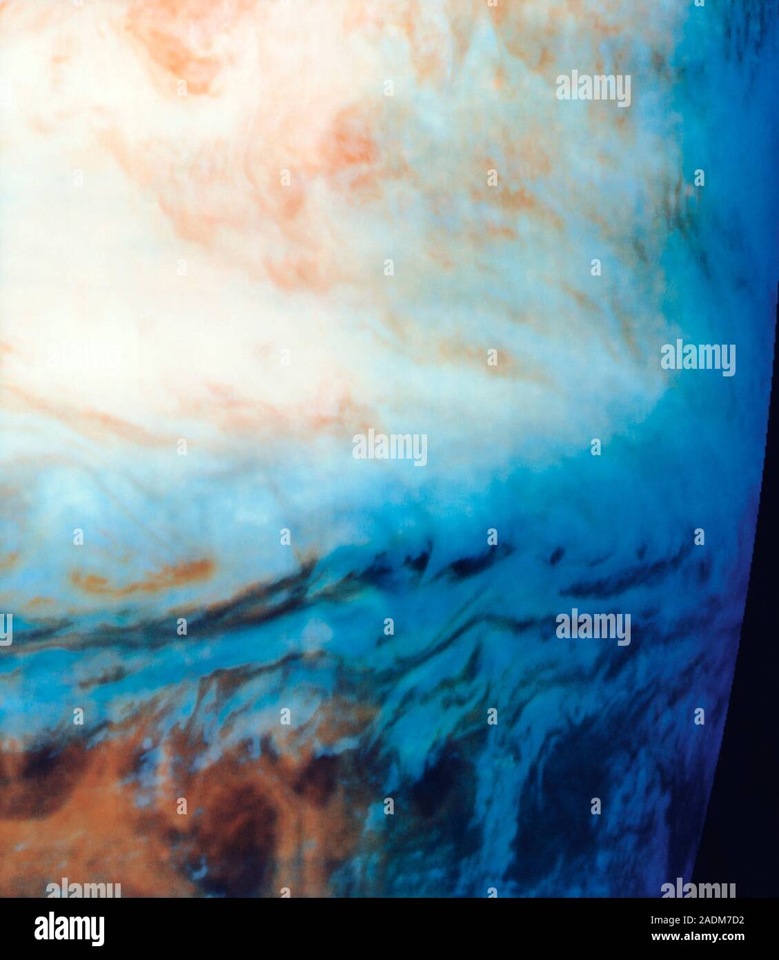 Jupiter's atmosphere. Coloured near-infrared Galileo spacecraft image ...