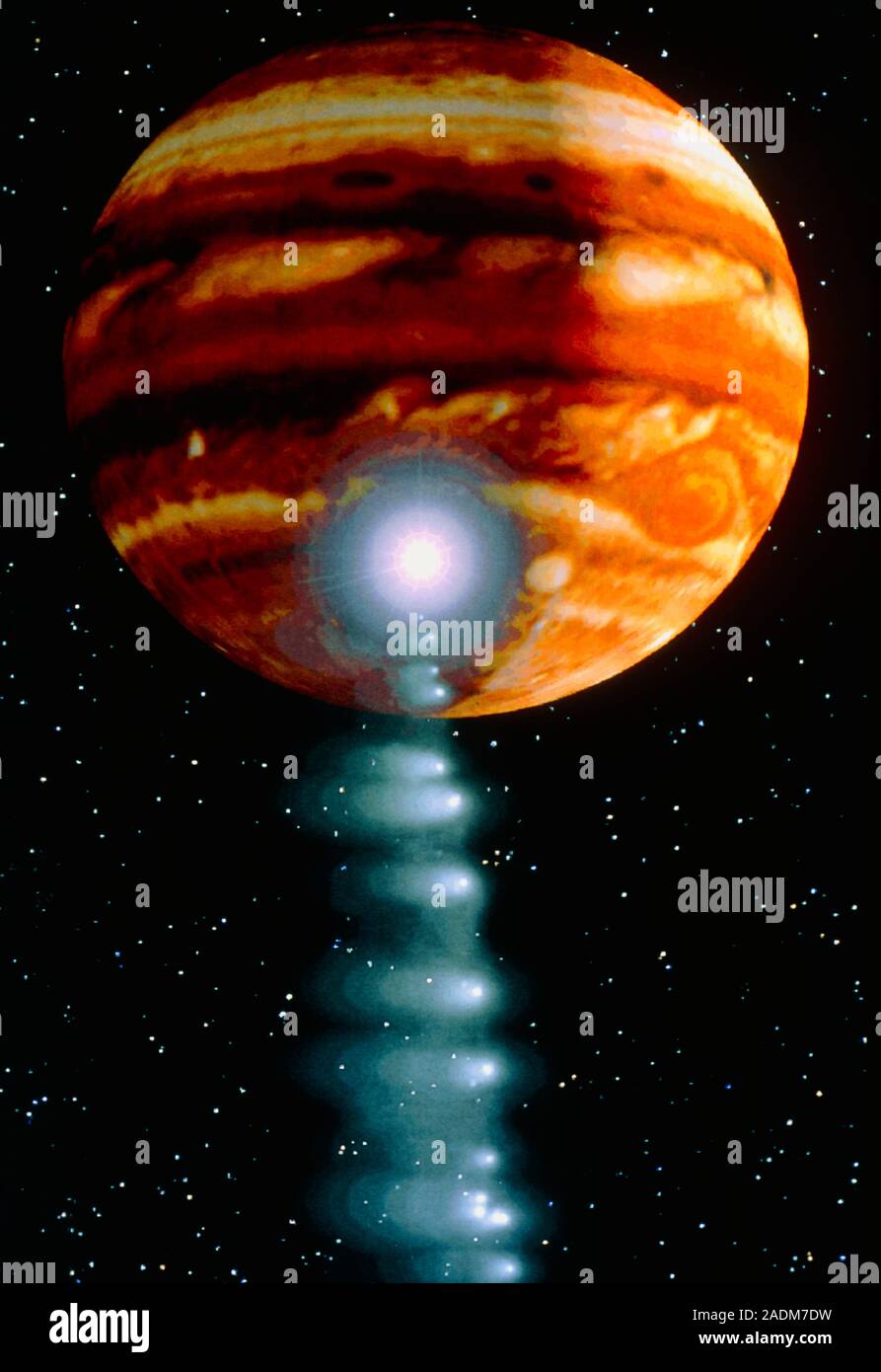 Comet Shoemaker-Levy 9 impact on Jupiter, July 1994. Artist's ...