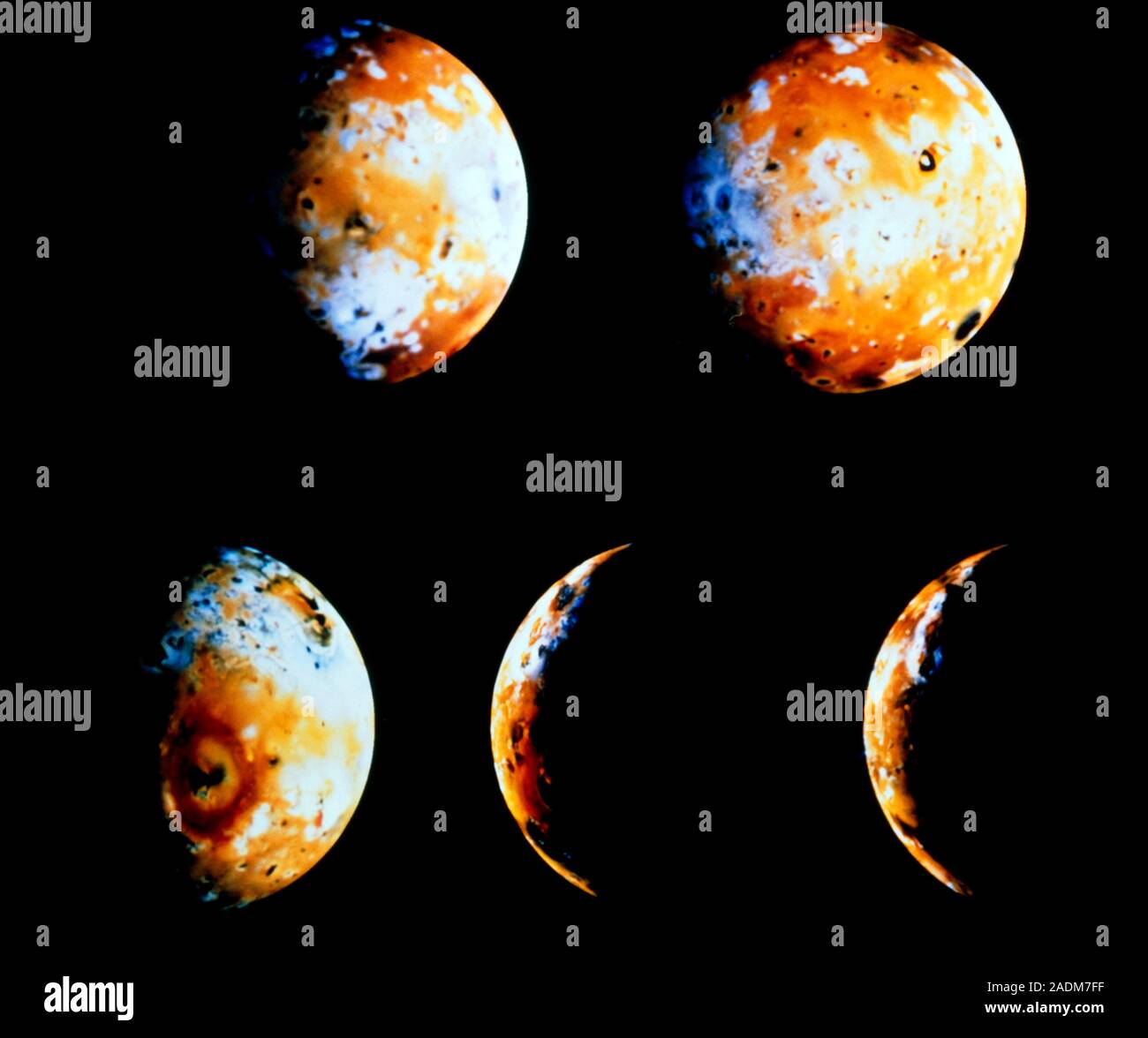 Io. Five Galileo spacecraft images of Io, one of the moons of Jupiter ...