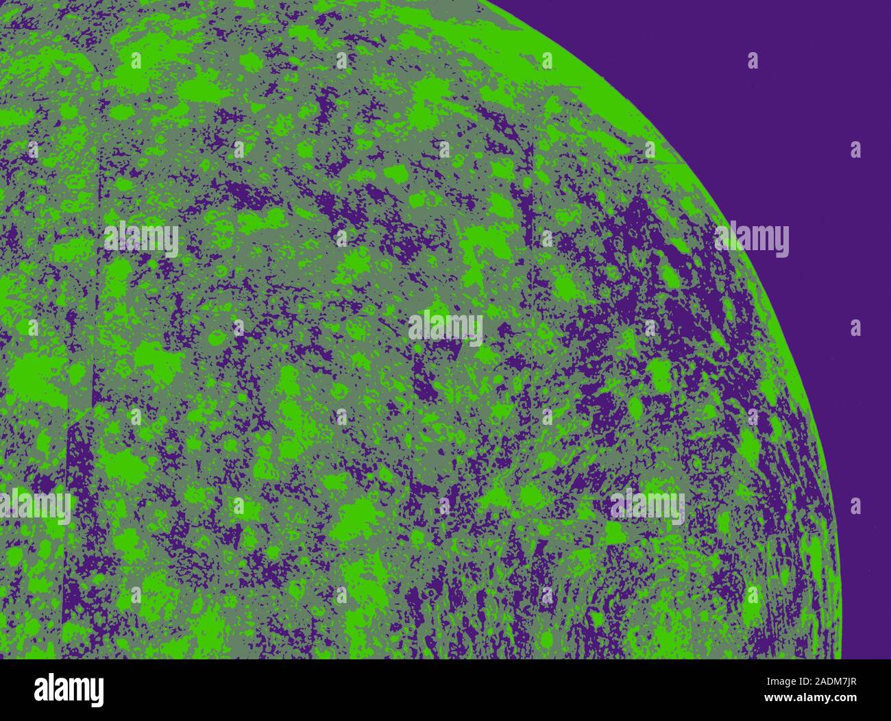Callisto. Coloured Voyager 1 spacecraft image of the surface of ...