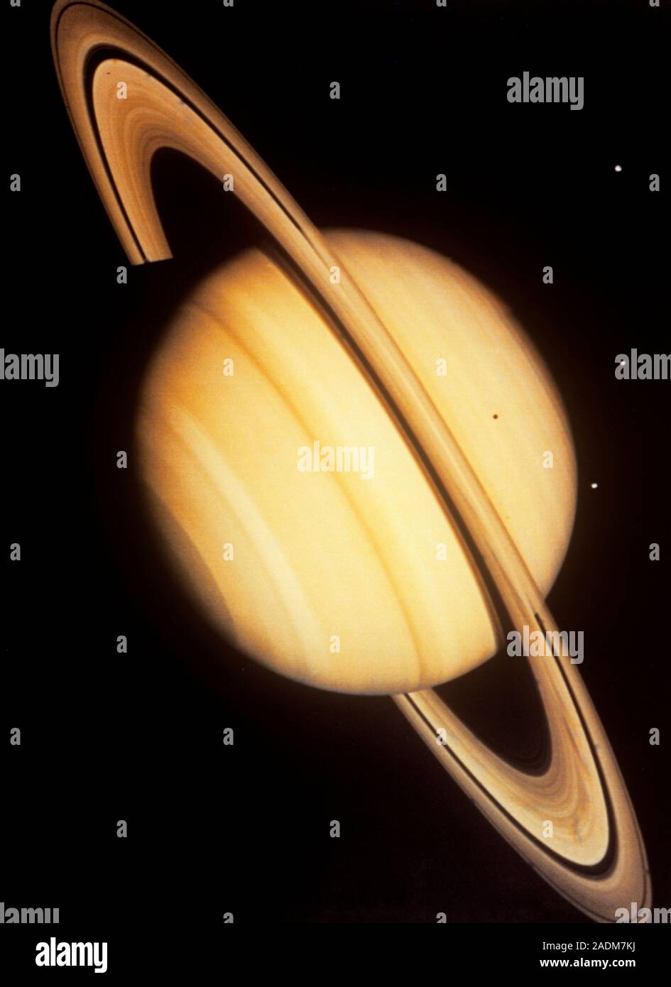 True-colour Voyager 2 photograph of Saturn taken on August 4, 1981 ...