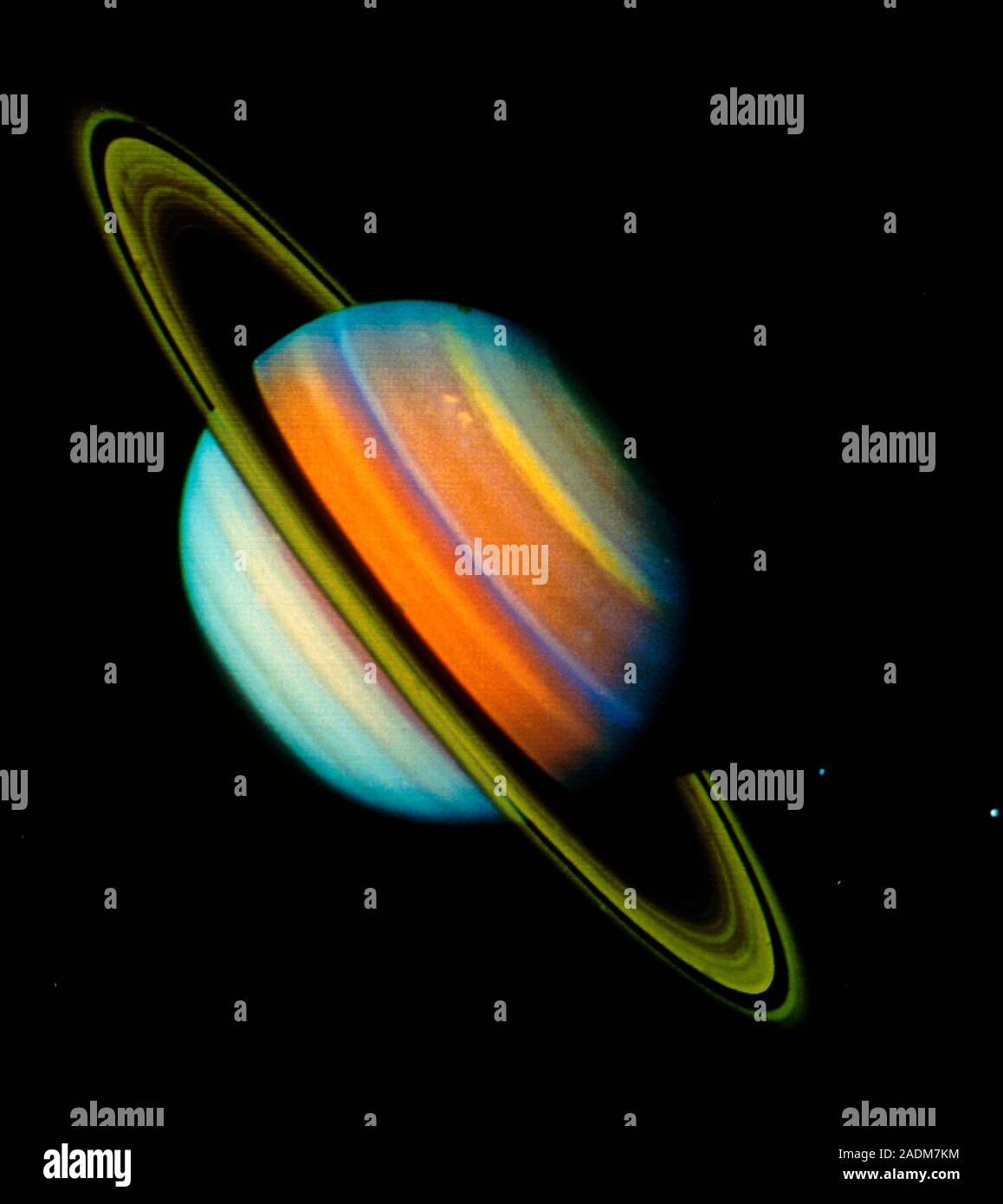 This photograph of Saturn and its rings was taken using ultraviolet ...