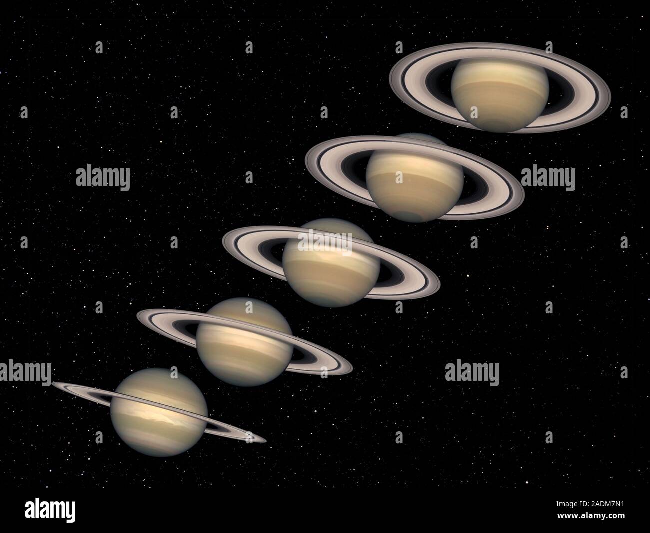 Saturn. Sequence showing the axial tilt of the gas giant planet Saturn ...