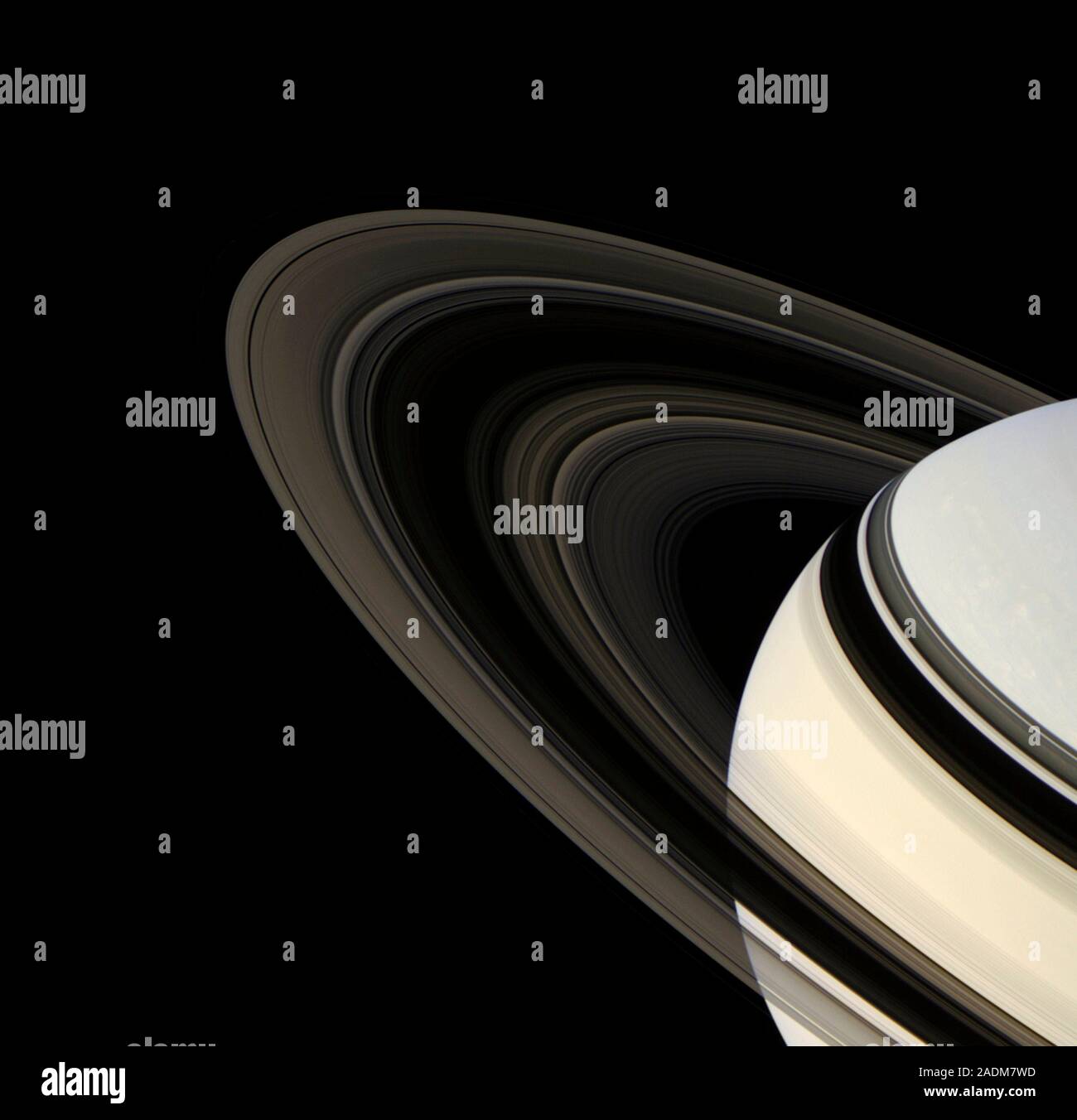 Saturn's rings, Cassini image. The rings consist of particles of nearly ...