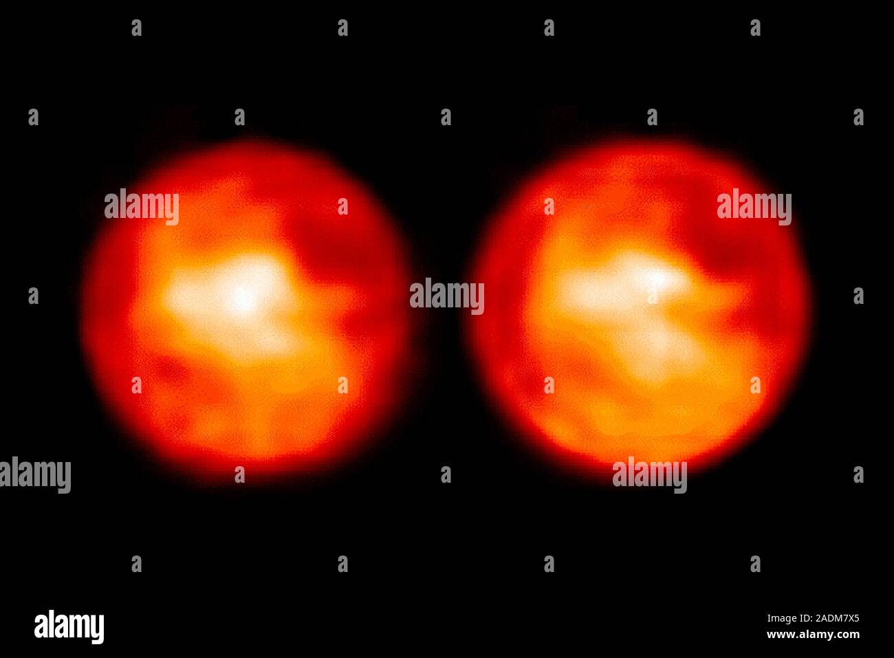 Saturn's moon Titan. Coloured infrared image of Titan, the largest moon ...