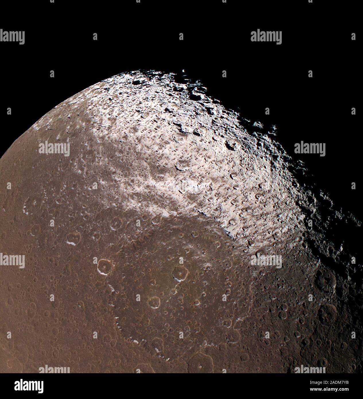 Saturn's moon Iapetus, composite Cassini image. There is an intriguing ...