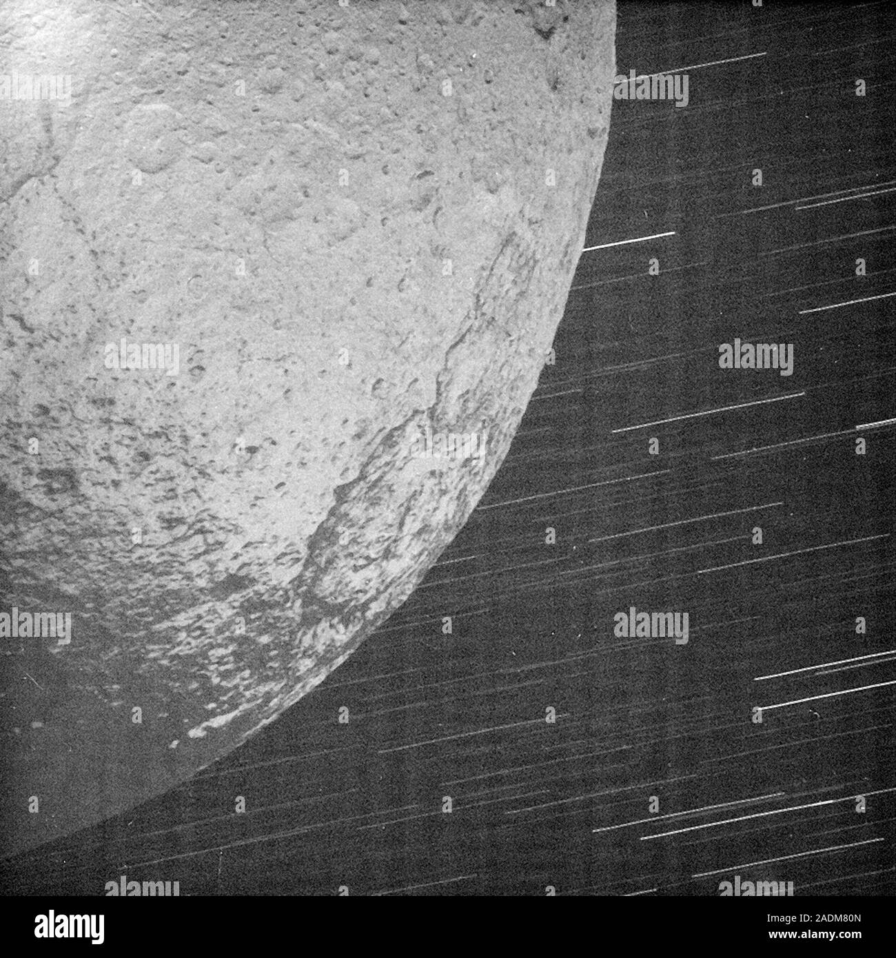 Saturn's moon Iapetus, composite Cassini image. Iapetus is the third ...