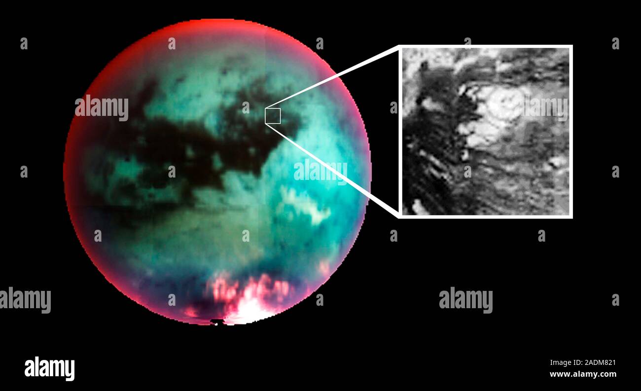Titan. Composite infrared Cassini spacecraft image of Titan, Saturn's ...
