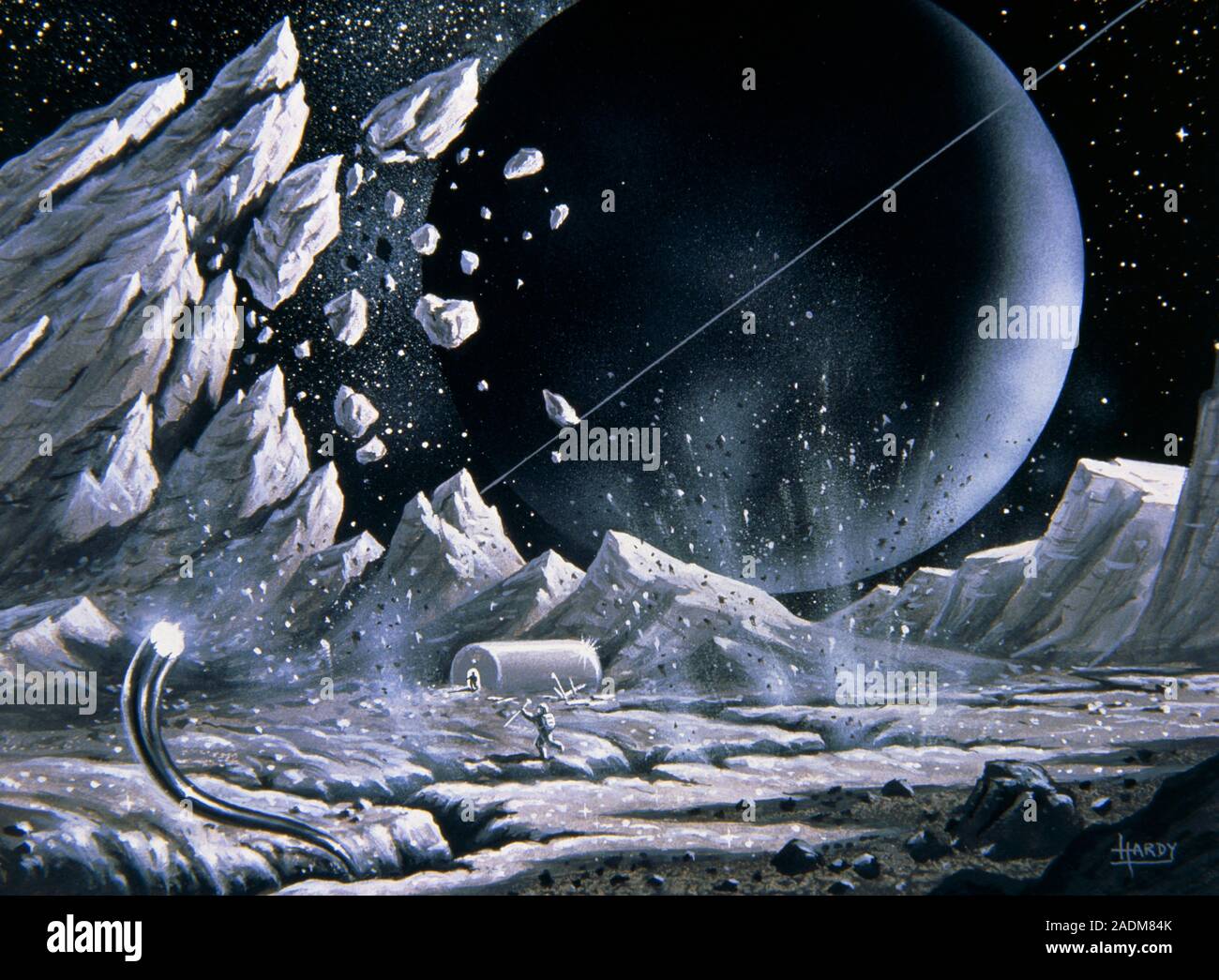 Artwork showing an earthquake on Miranda, one of the moons of Uranus ...