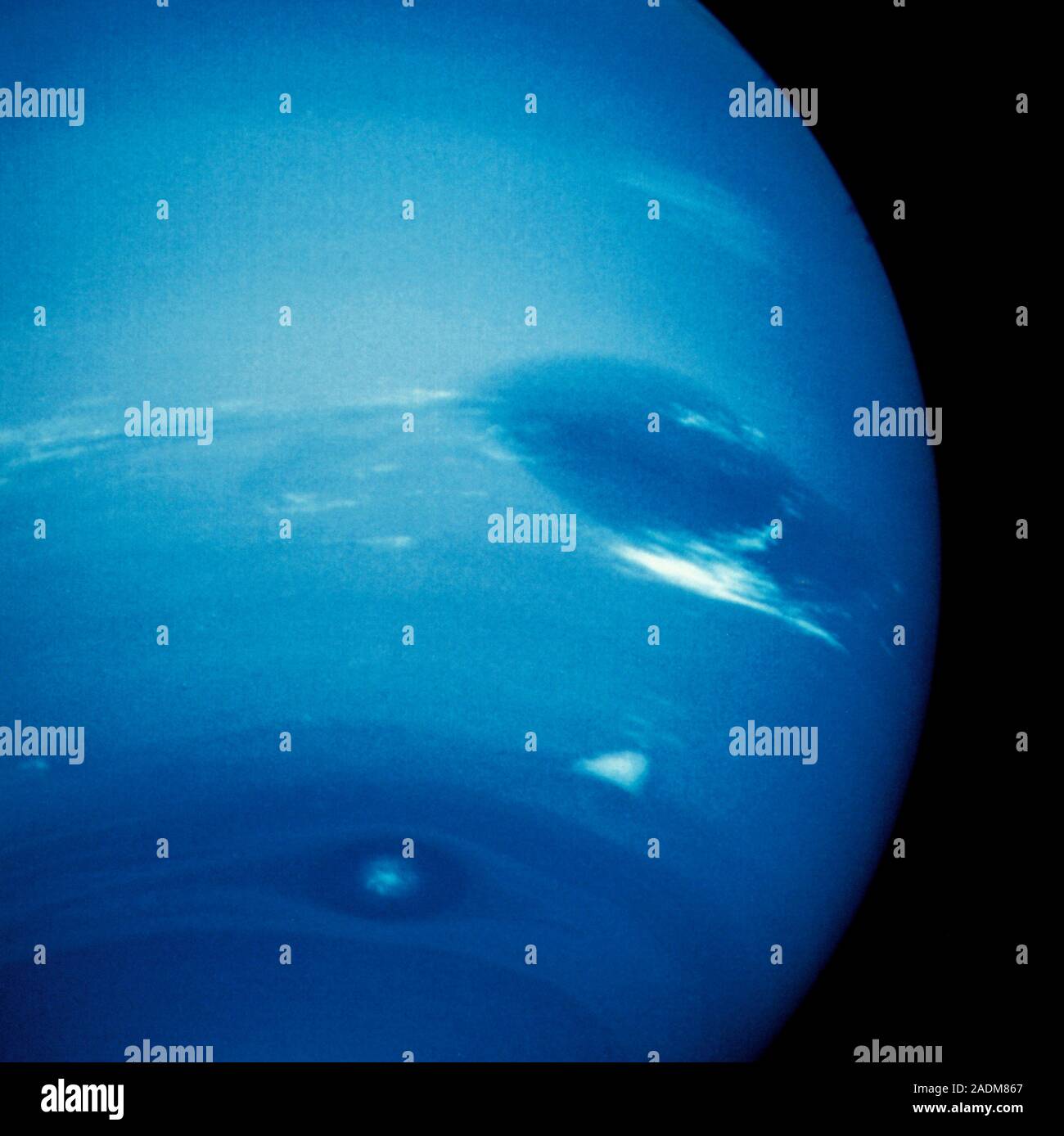 Voyager 2 spacecraft image of the planet Neptune, reconstructed from ...
