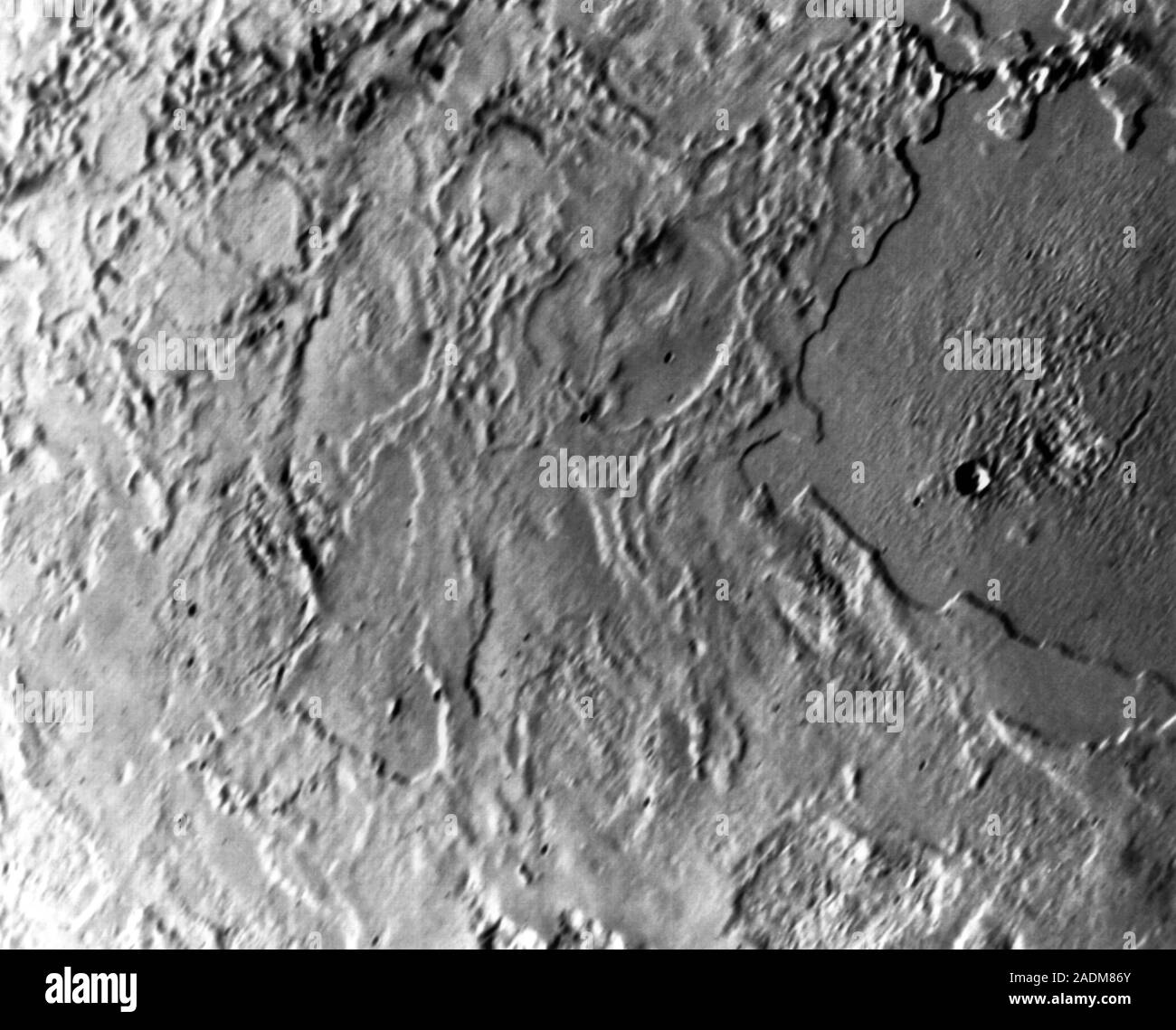 Image in visible light of the surface of Triton, the largest moon on ...