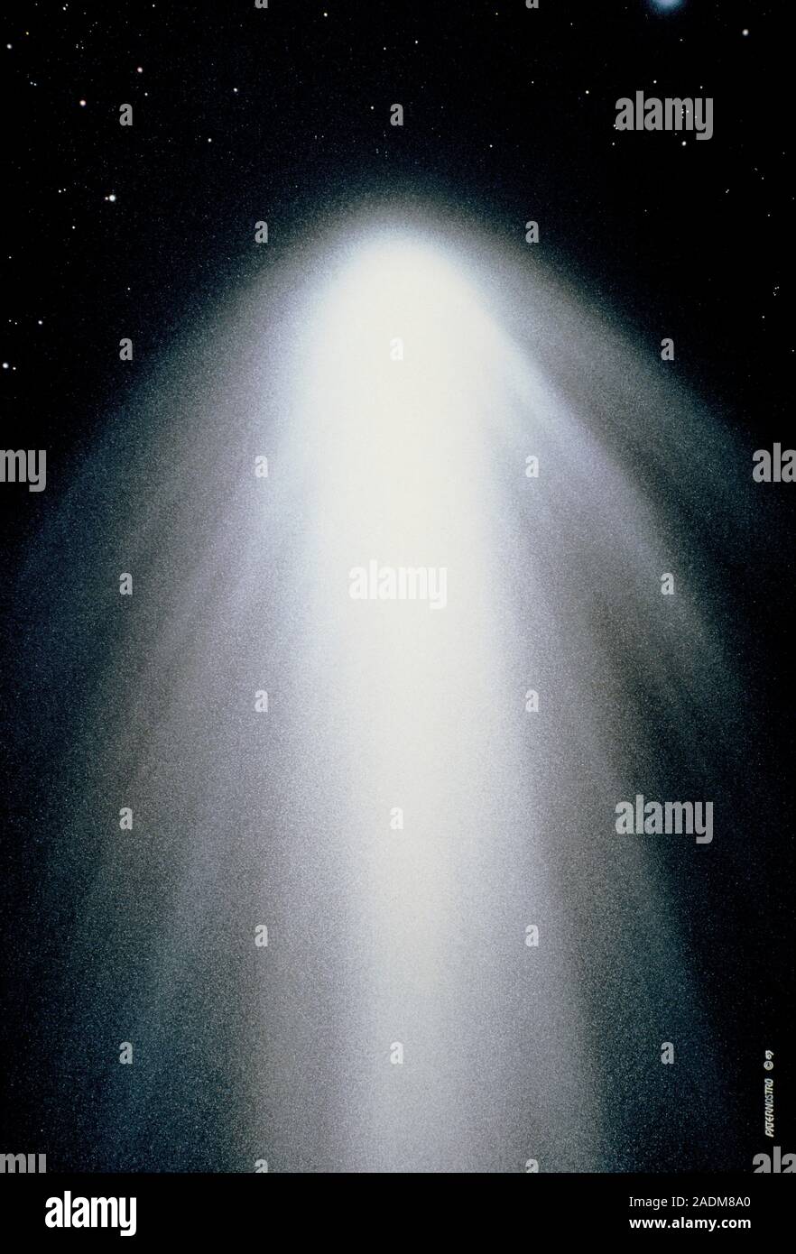 Artist impression of small comet nucleus during early stage of coma ...