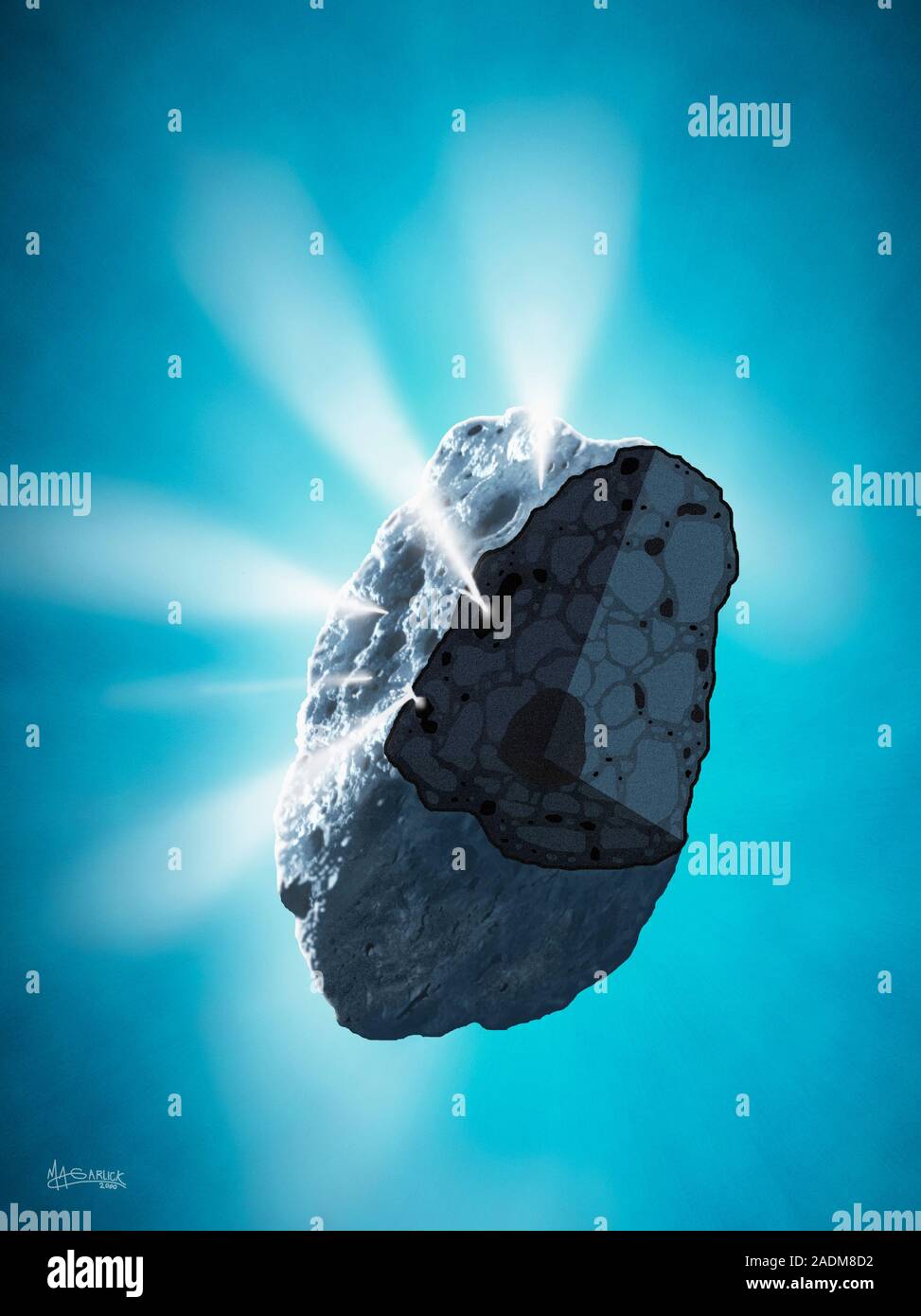 Comet. Illustration depicting the structure of a comet. Comets are a ...
