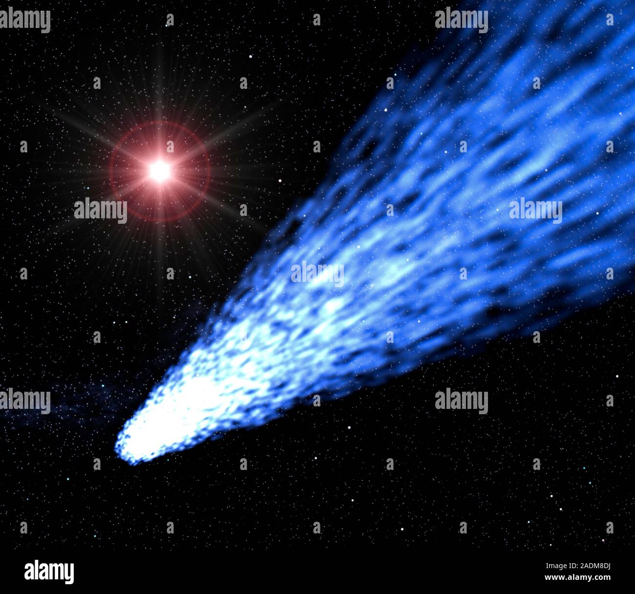 Comet. Computer artwork of a comet near the Sun. Comets form when ...