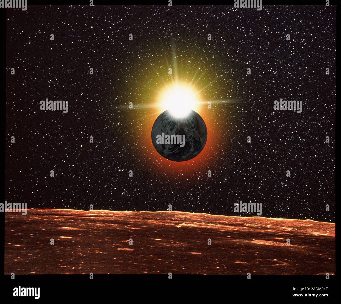 Solar eclipse by Earth. Computer composite image of a total solar ...