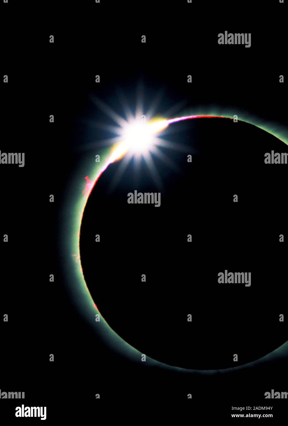 Diamond ring effect. View of the diamond ring effect seen during a ...