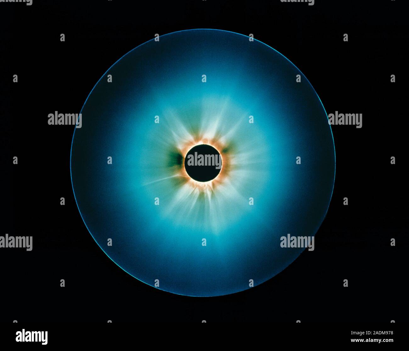 Sun's coronal streamers. Optical photograph of the corona around the ...
