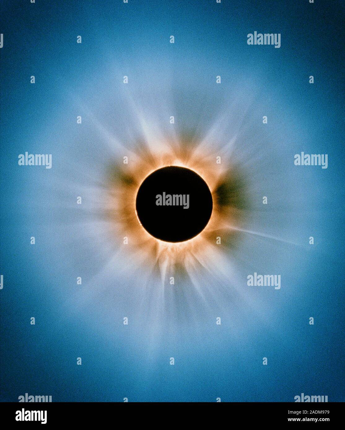 Sun's coronal streamers. Optical photograph of the corona around the ...