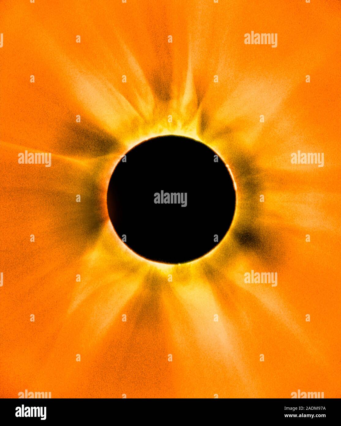 Sun's coronal streamers. Optical photograph of the corona around the ...