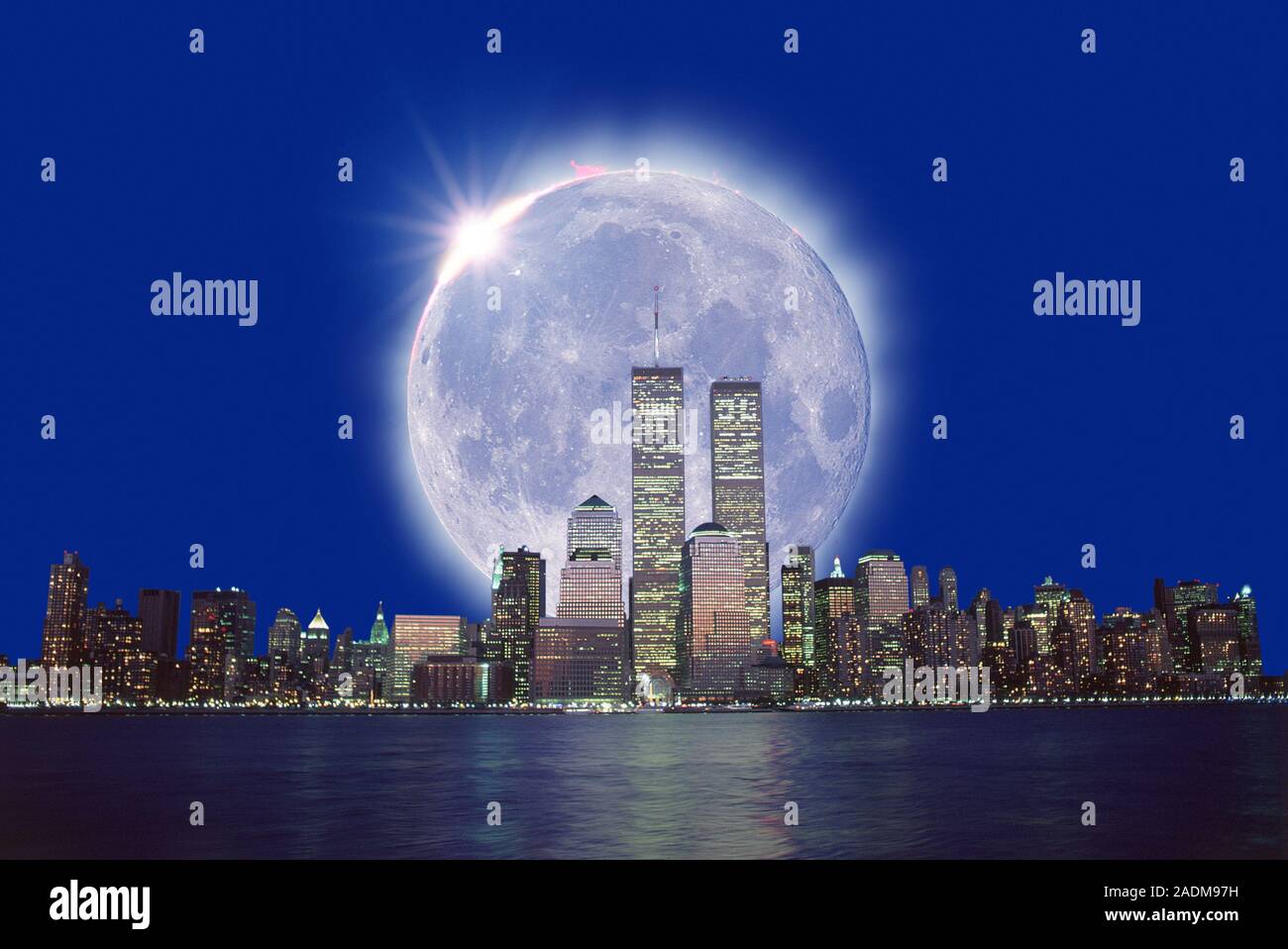 Total solar eclipse. Composite image of the Moon during a total solar ...