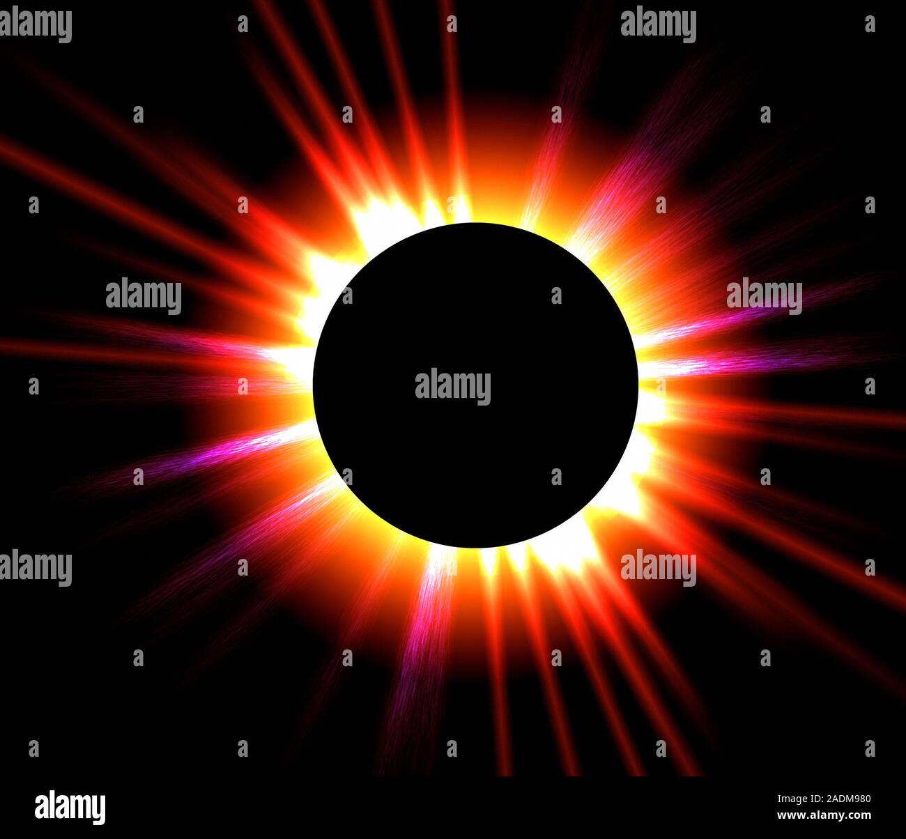 Total solar eclipse. Computer artwork of a total solar eclipse. This ...