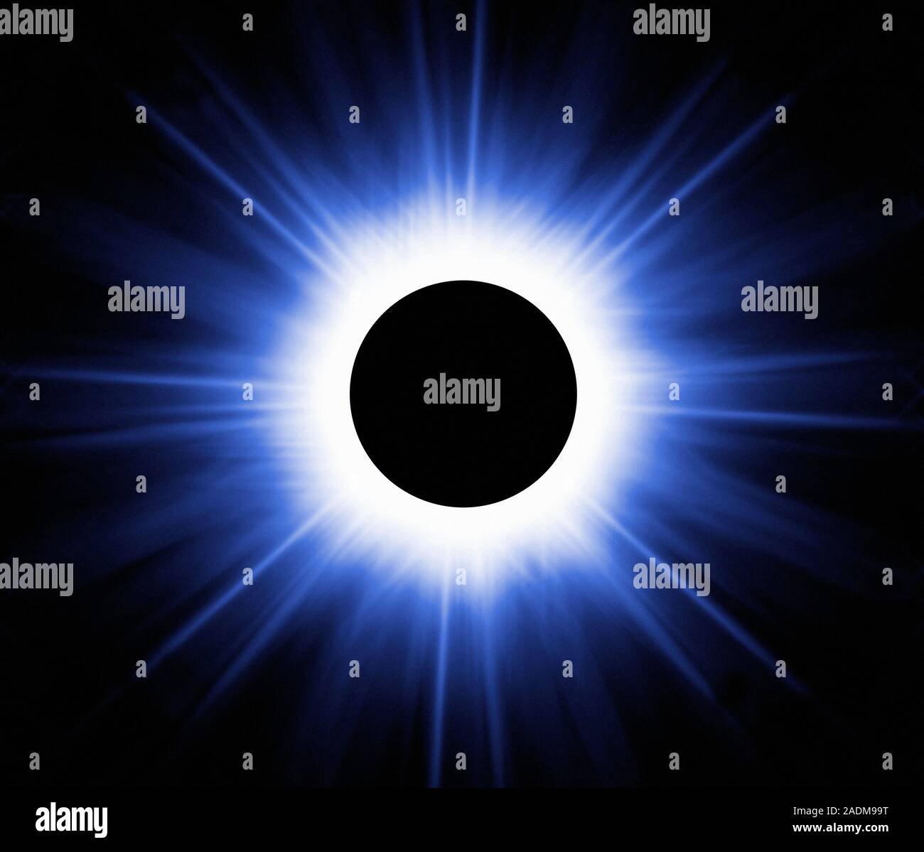 Total solar eclipse. Computer artwork of the outer corona of the Sun ...