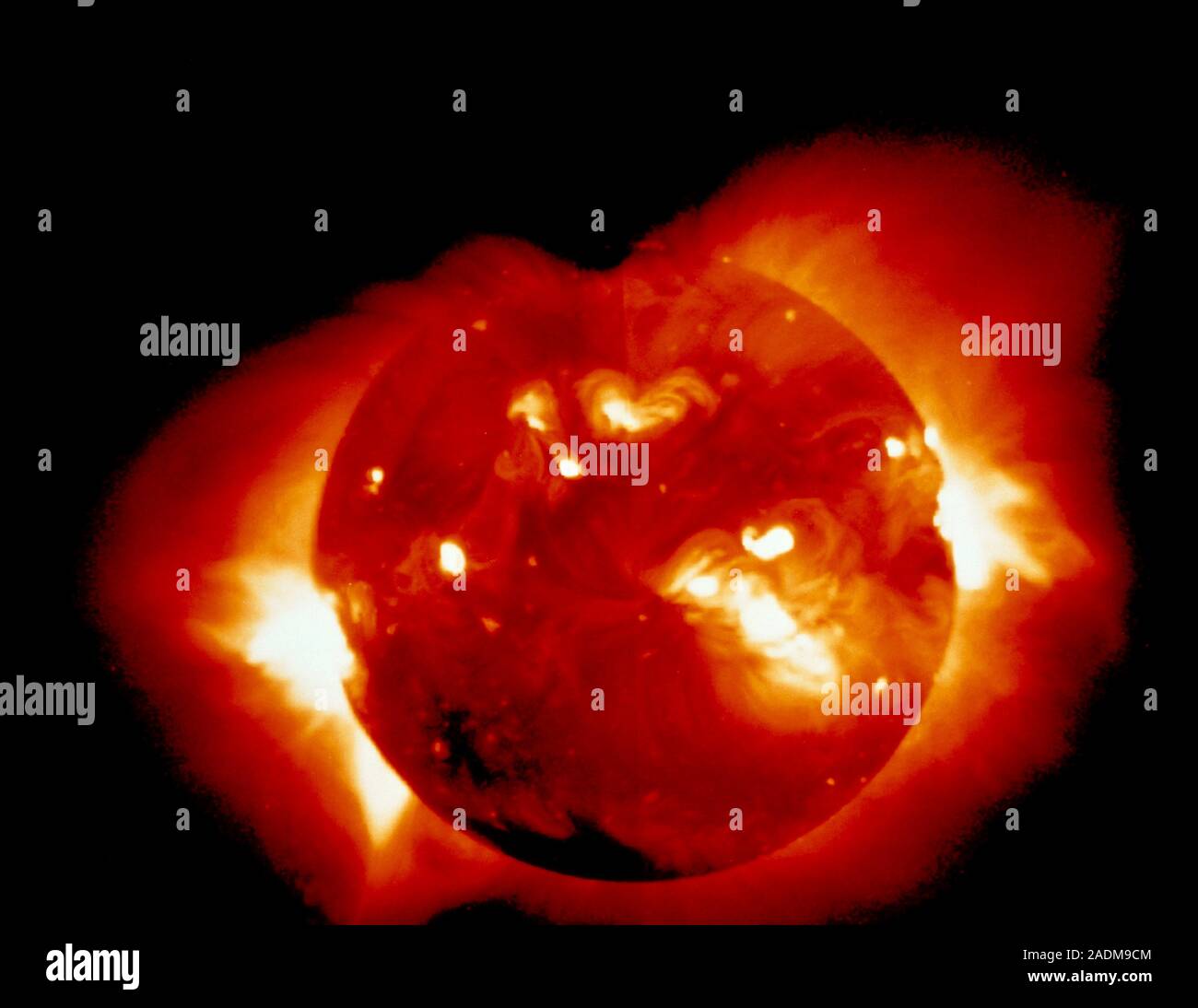 Solar corona. X-ray image of the Sun taken by the YOHKOH satellite ...