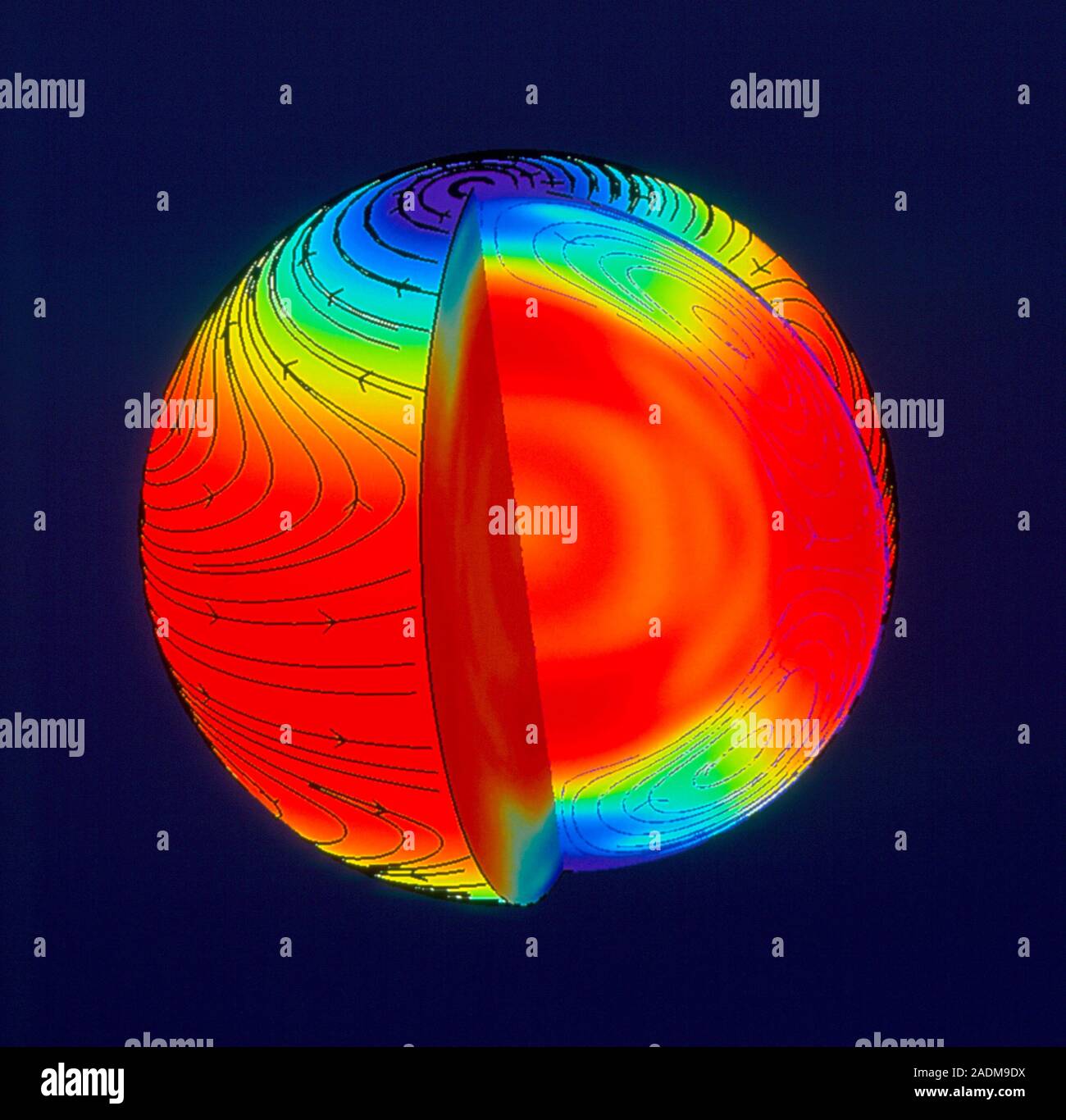 Flows in the Sun. Cutaway artwork of the Sun, showing the flow of ...