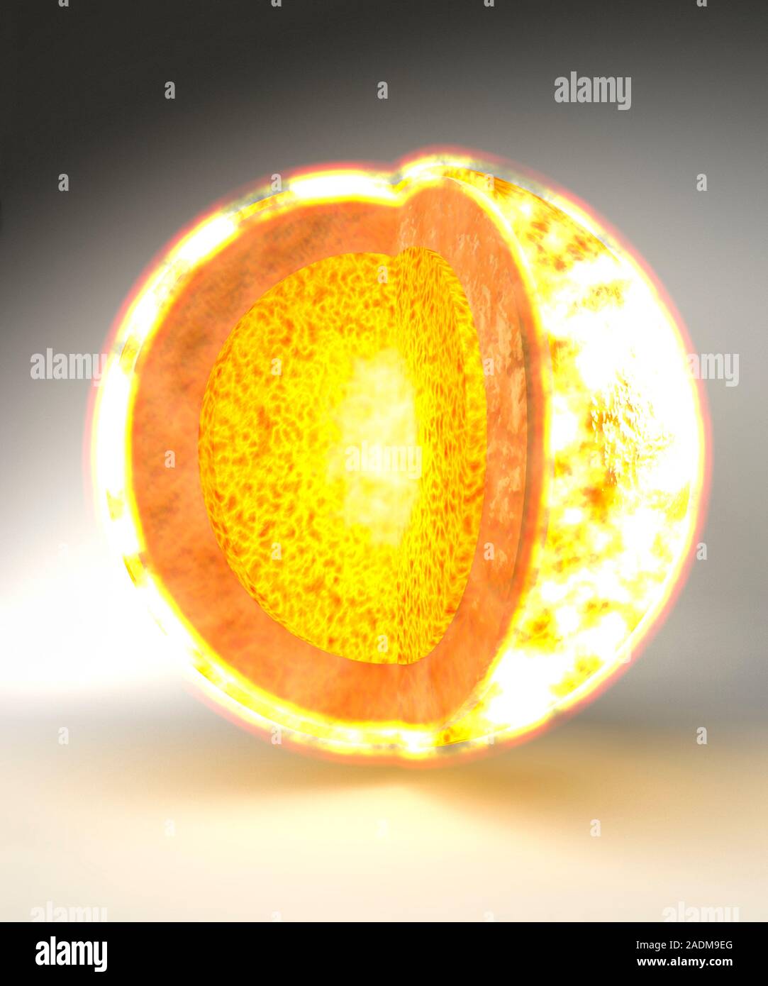 Sun internal structure, computer artwork. The central region of the Sun ...