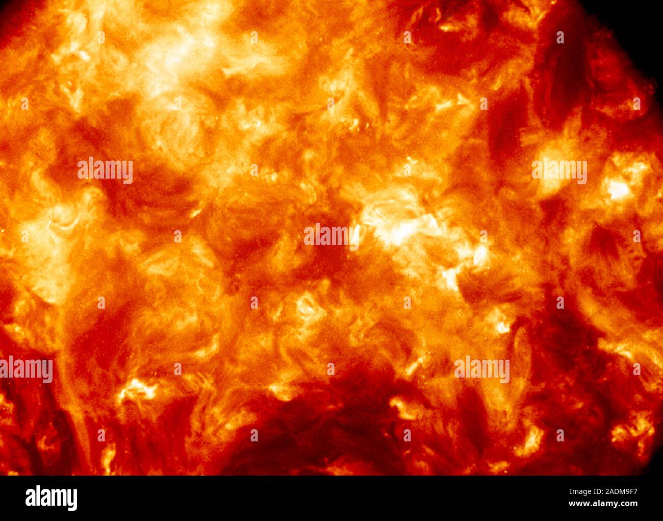 Sun's quiet" corona. Coloured ultraviolet TRACE satellite image of a ...
