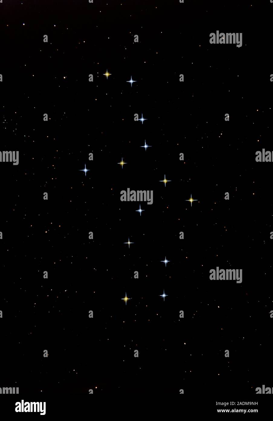 Photograph of the constellation of Virgo, with the constellation stars ...