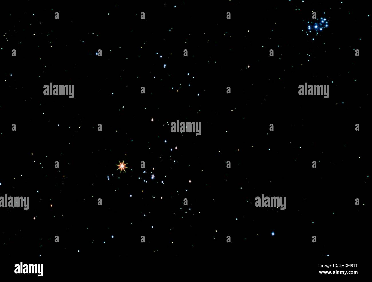 Taurus constellation. Constellation of Taurus the Bull with the bright ...