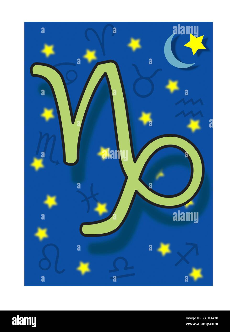 Capricorn. Artwork of astrological symbol representing Capricorn the ...