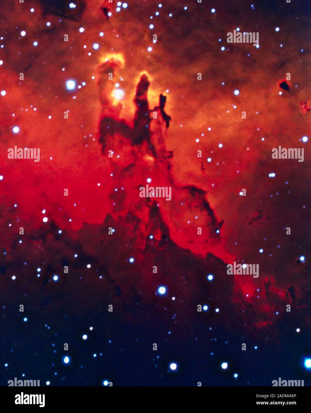 Eagle nebula. Enhanced optical image of the centre of the Eagle nebula ...