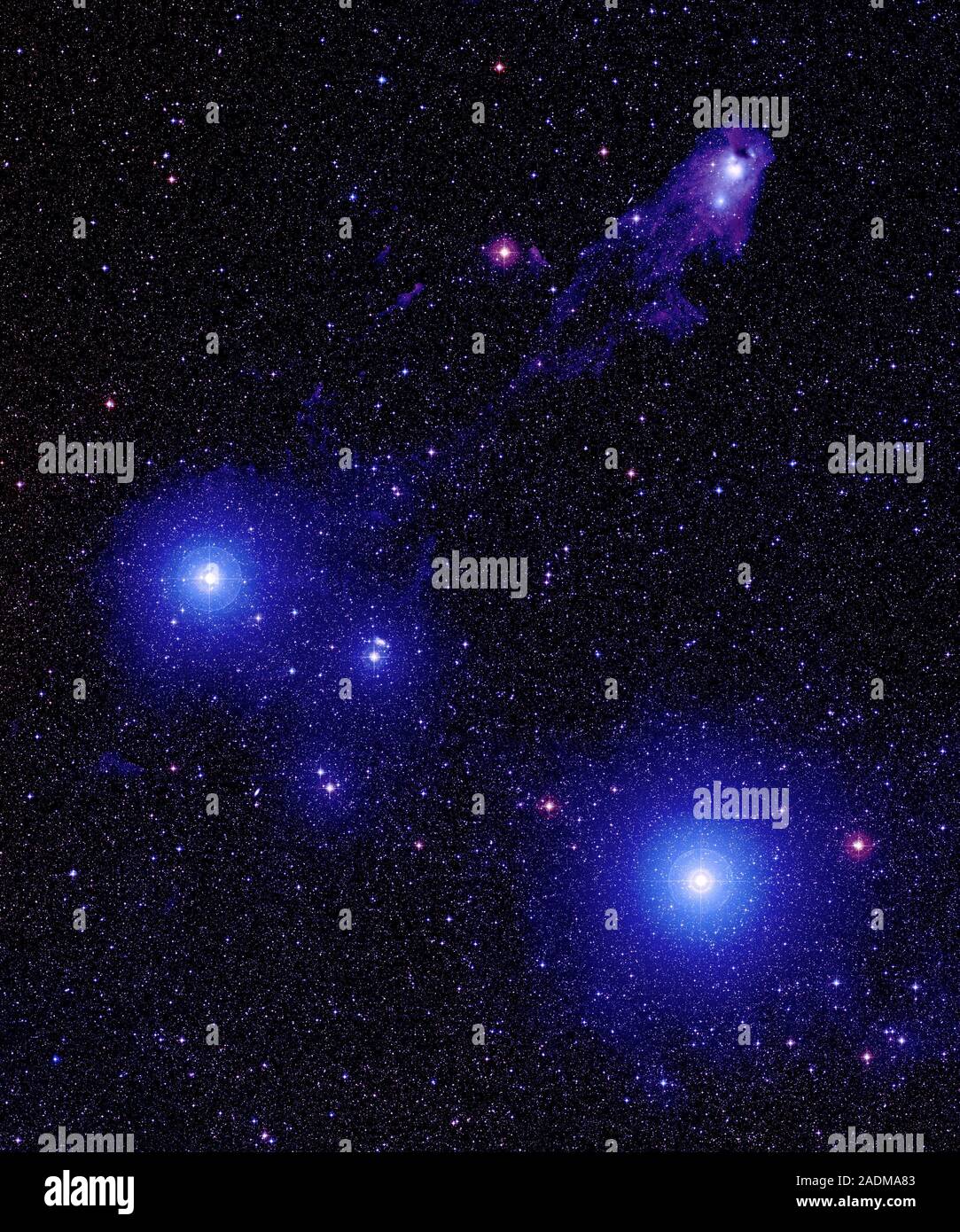 Reflection nebula NGC 5367 (upper right) with the bright stars Chi ...