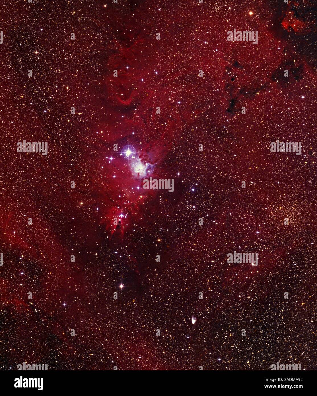 Cone Nebula. Optical image of the dark Cone Nebula (lower left) and an ...