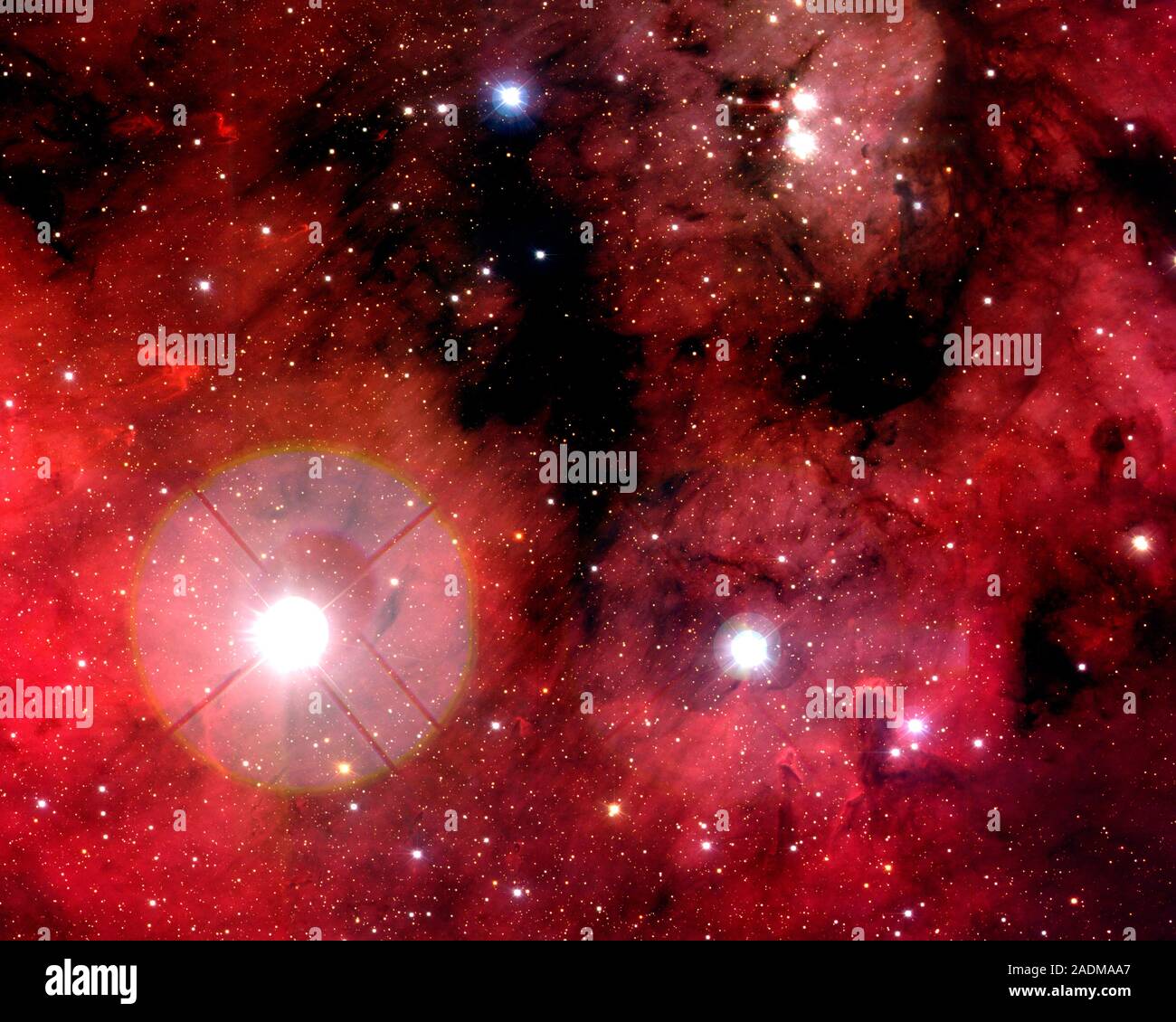 Emission nebula. Optical image of part of the emission nebula NGC 7822 ...