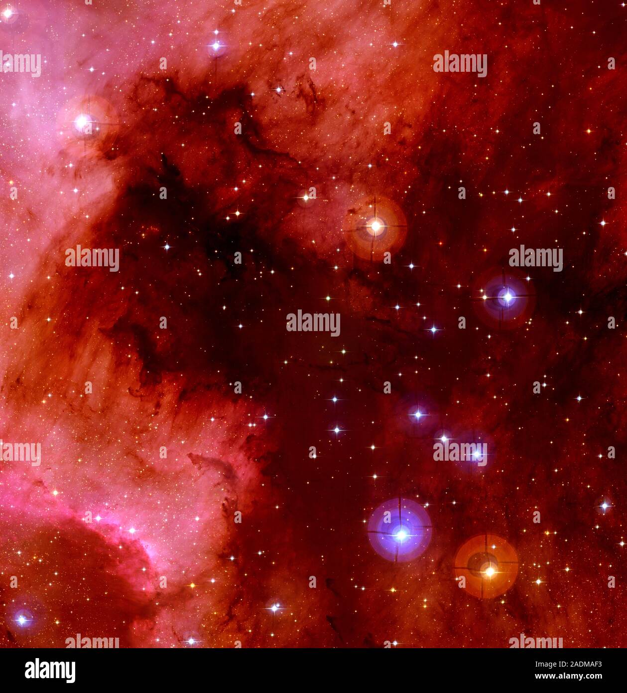 Emission nebula NGC 7000, optical image. This nebula is known as the ...