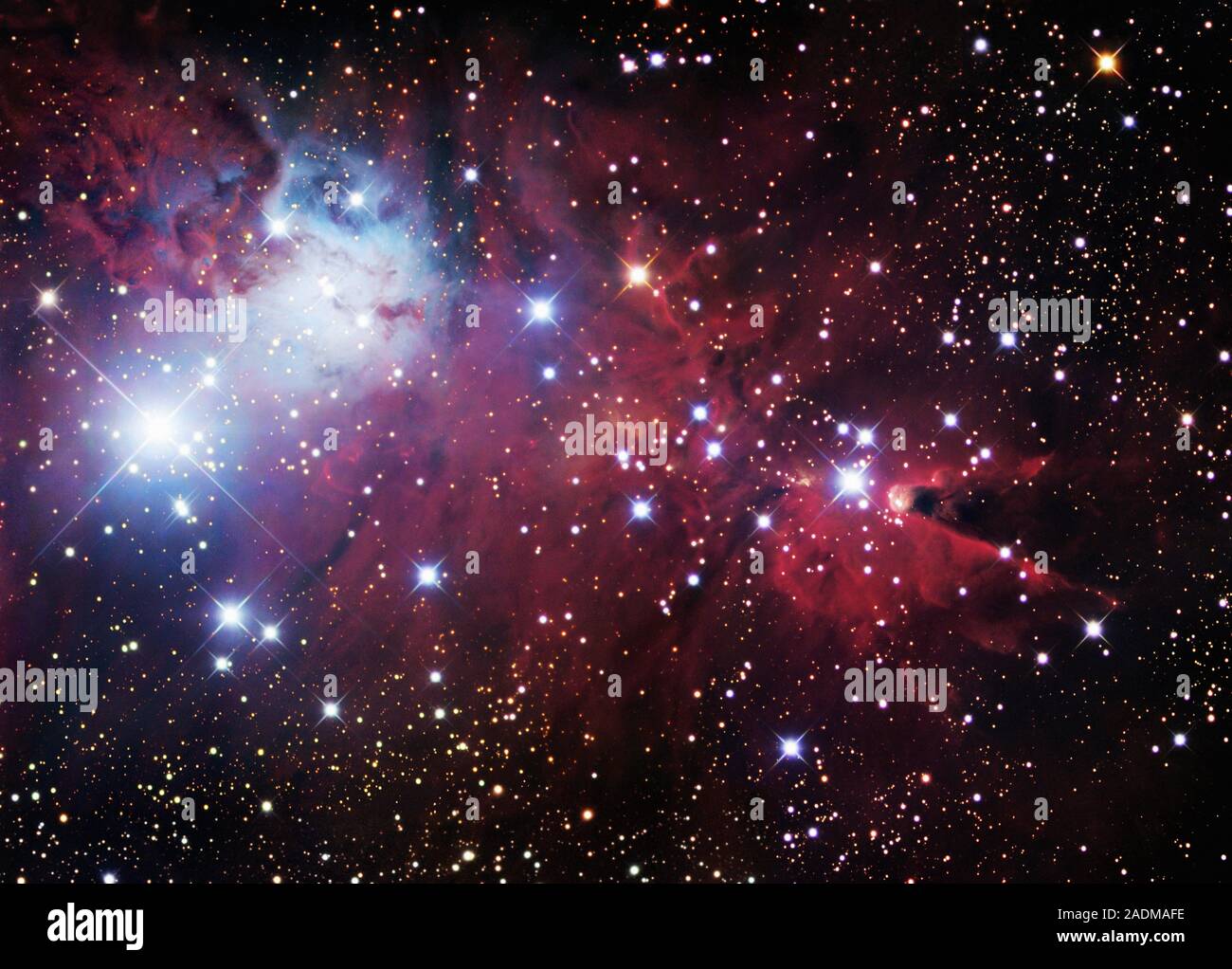 Christmas Tree cluster (NGC 2264), optical image. This nebula, also known as the Cone Mosaic ...