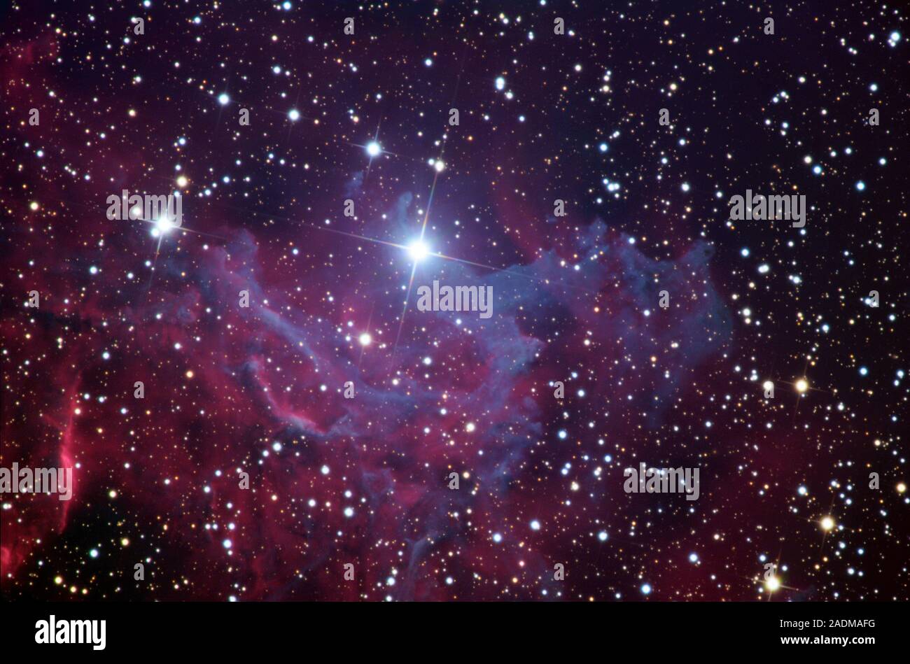 Flaming Star nebula (IC 405), optical image. This bright region is ...
